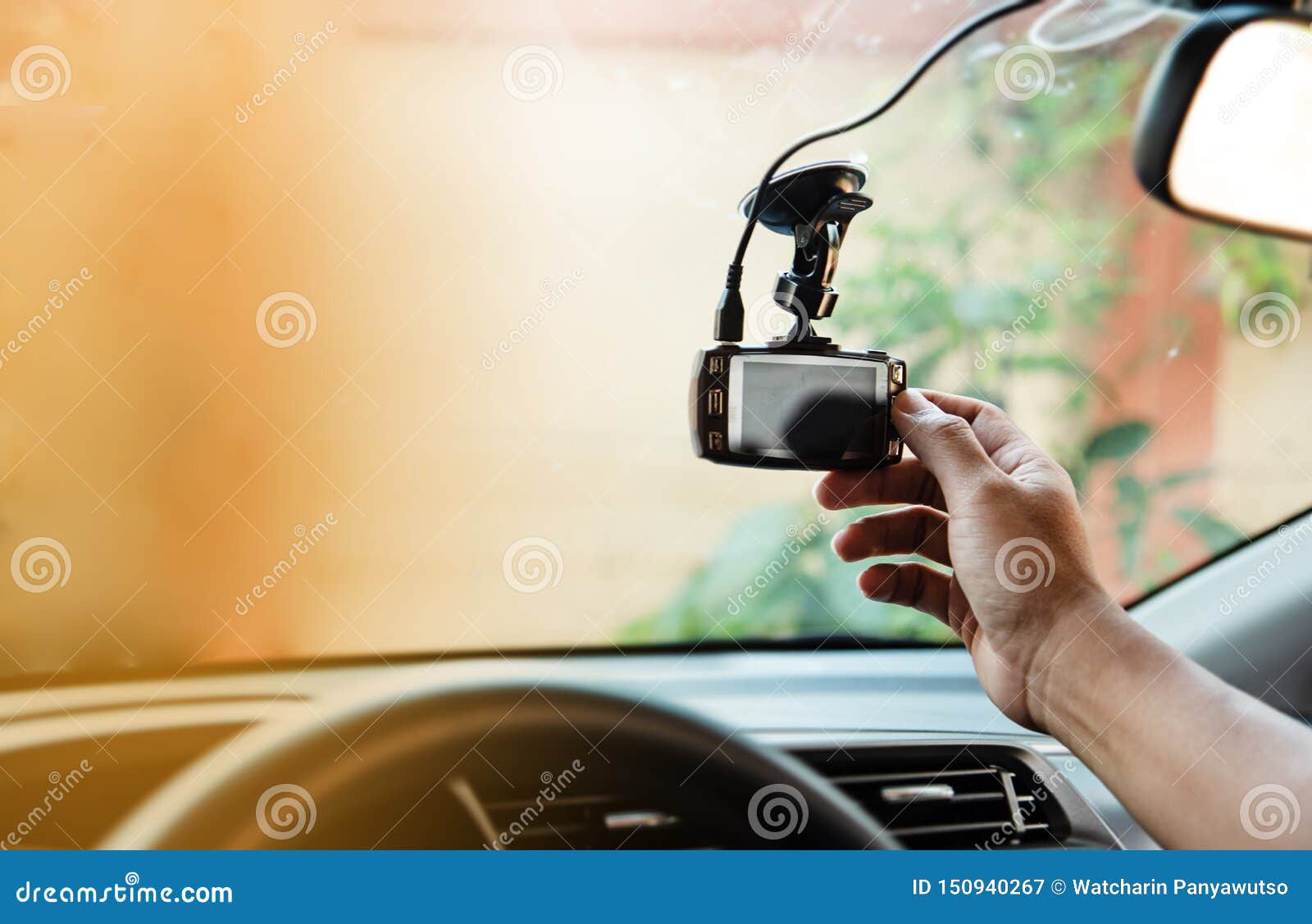 The Human Hand is Touching the CCTV Car Camera,for Check System before ...