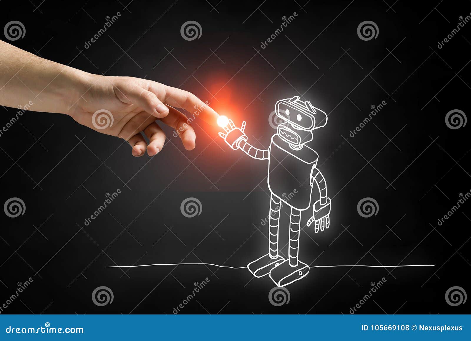 Funny sketched robot stock photo. Image of childish - 105669108
