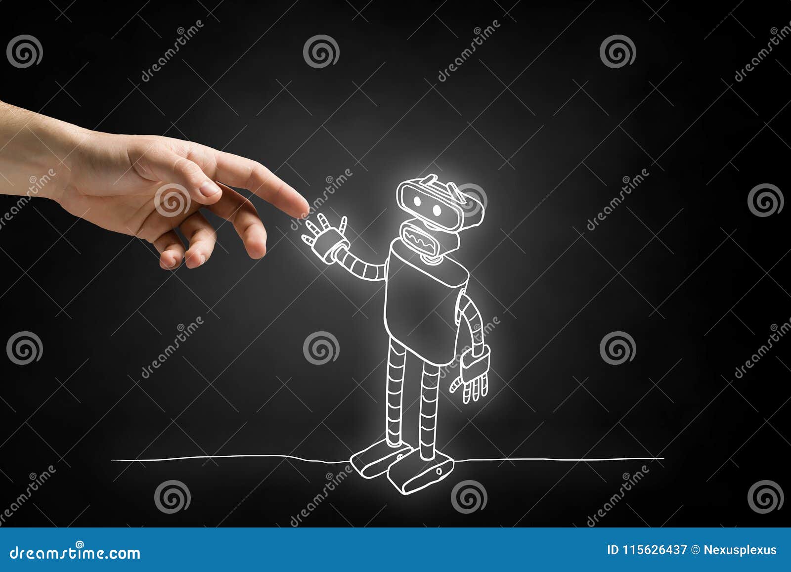 Funny sketched robot stock image. Image of character - 115626437