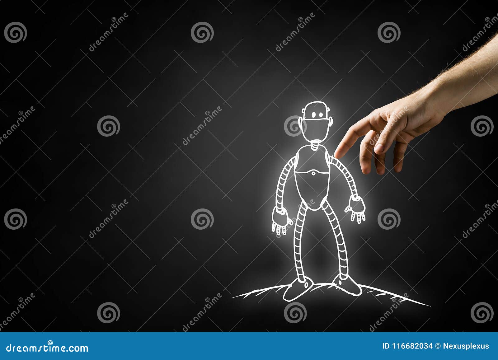 Funny sketched robot stock photo. Image of naive, machine - 116682034