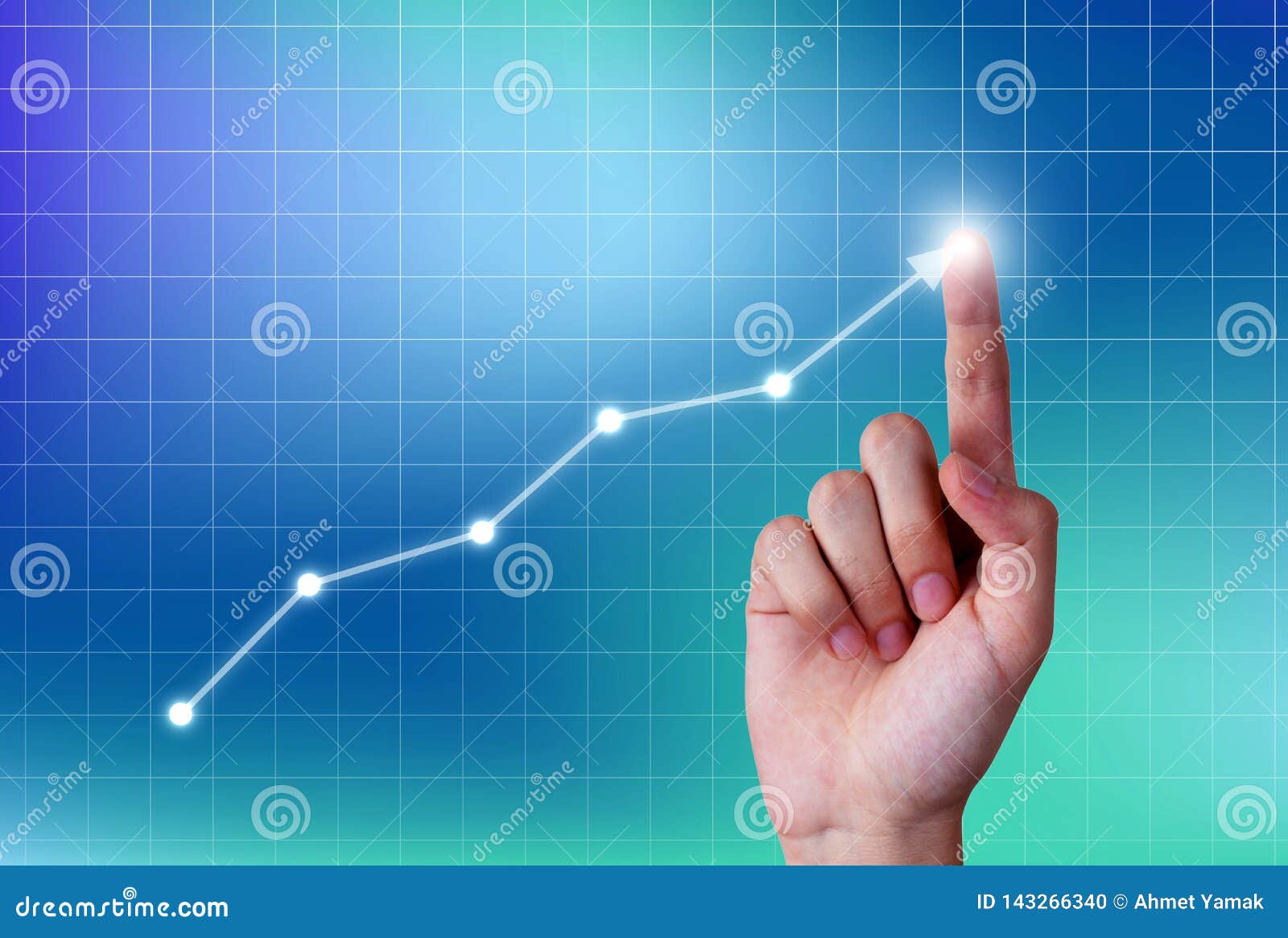 Human Hand Touching Growth Graph on Virtual Screen Stock Photo - Image ...