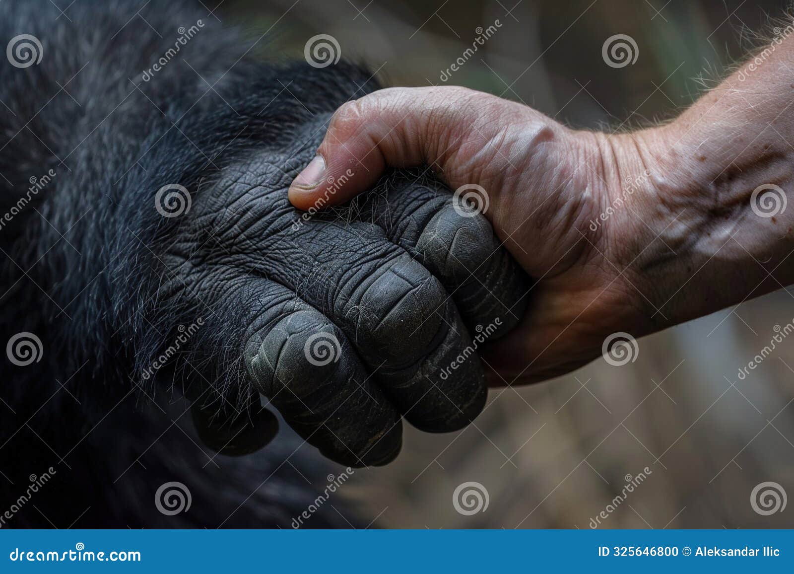 Human Hand Touching Hand of a Gorilla. Ai Generative Stock Illustration ...