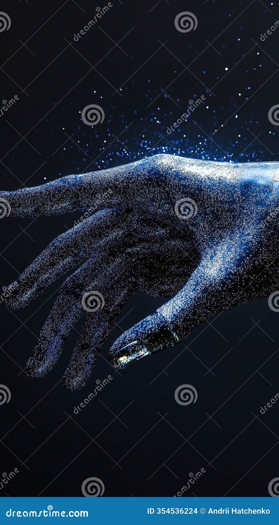 Human Hand Touching a Machine Emitting Black Glitter Symbolizing the ...