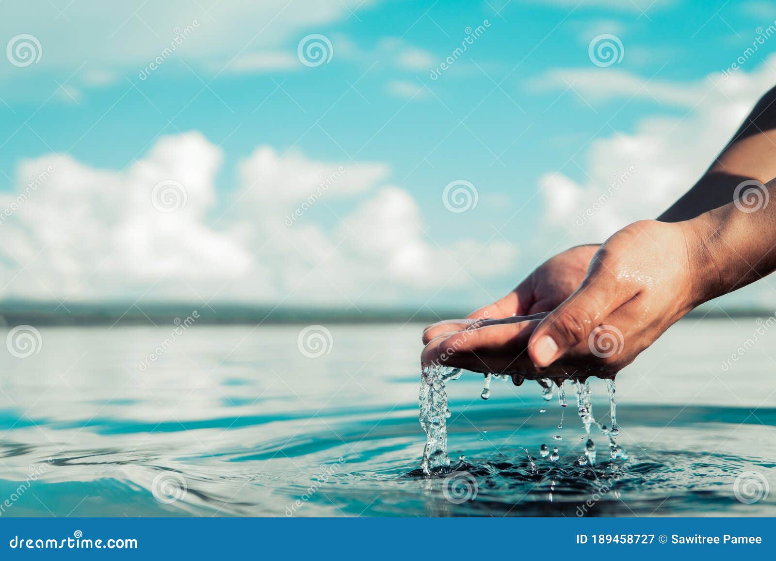 Human Hand is Touching Water on the River Stock Image - Image of ...