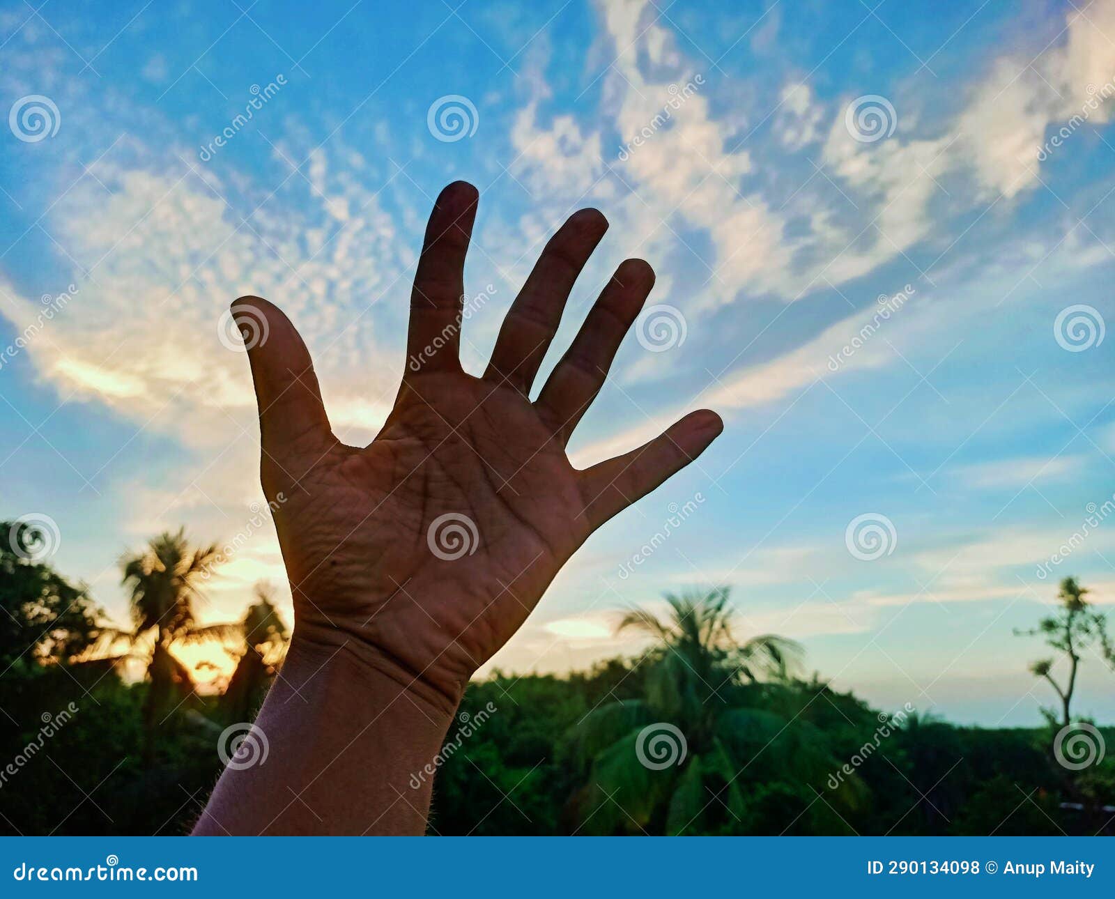 Human Hand Trying To Touch the Blue Sky Stock Photo - Image of touch ...