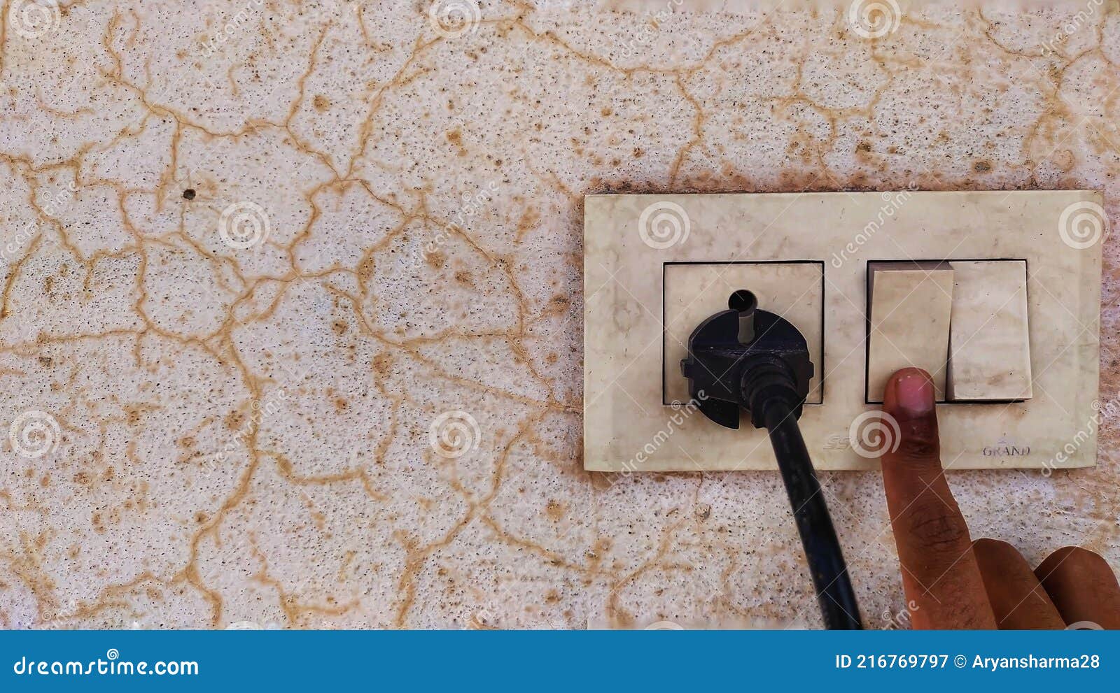 A Human Hand Turning on and Off Switch or Turn on and Off Button of a ...
