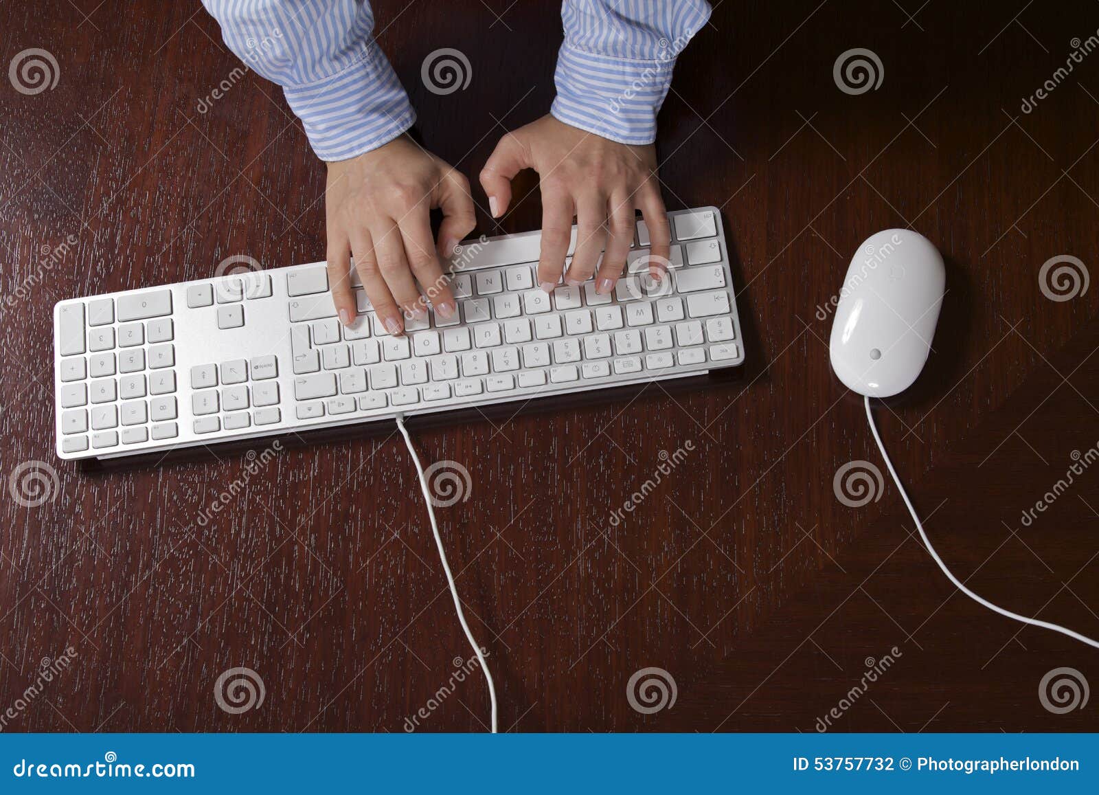 Human Hand Typing on Computer Keyboard, Elevated View Stock Photo ...