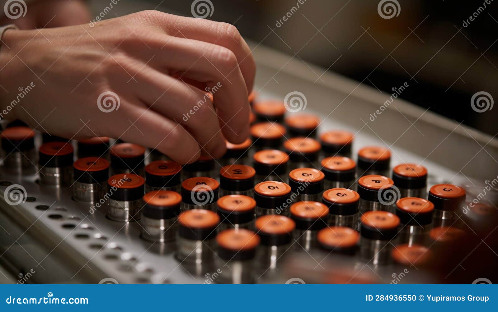 Human Hand Typing on Old Fashioned Typewriter, Working Indoors on Table ...