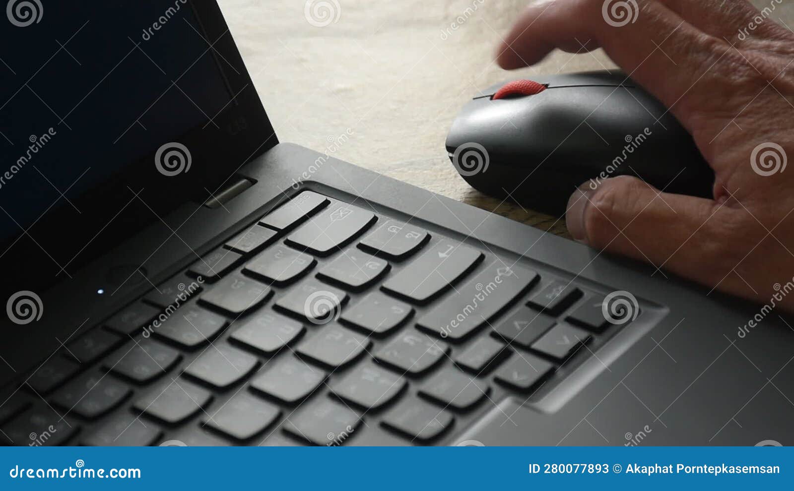 Human Hand Using Computer Mouse with Laptop on Table Stock Video ...