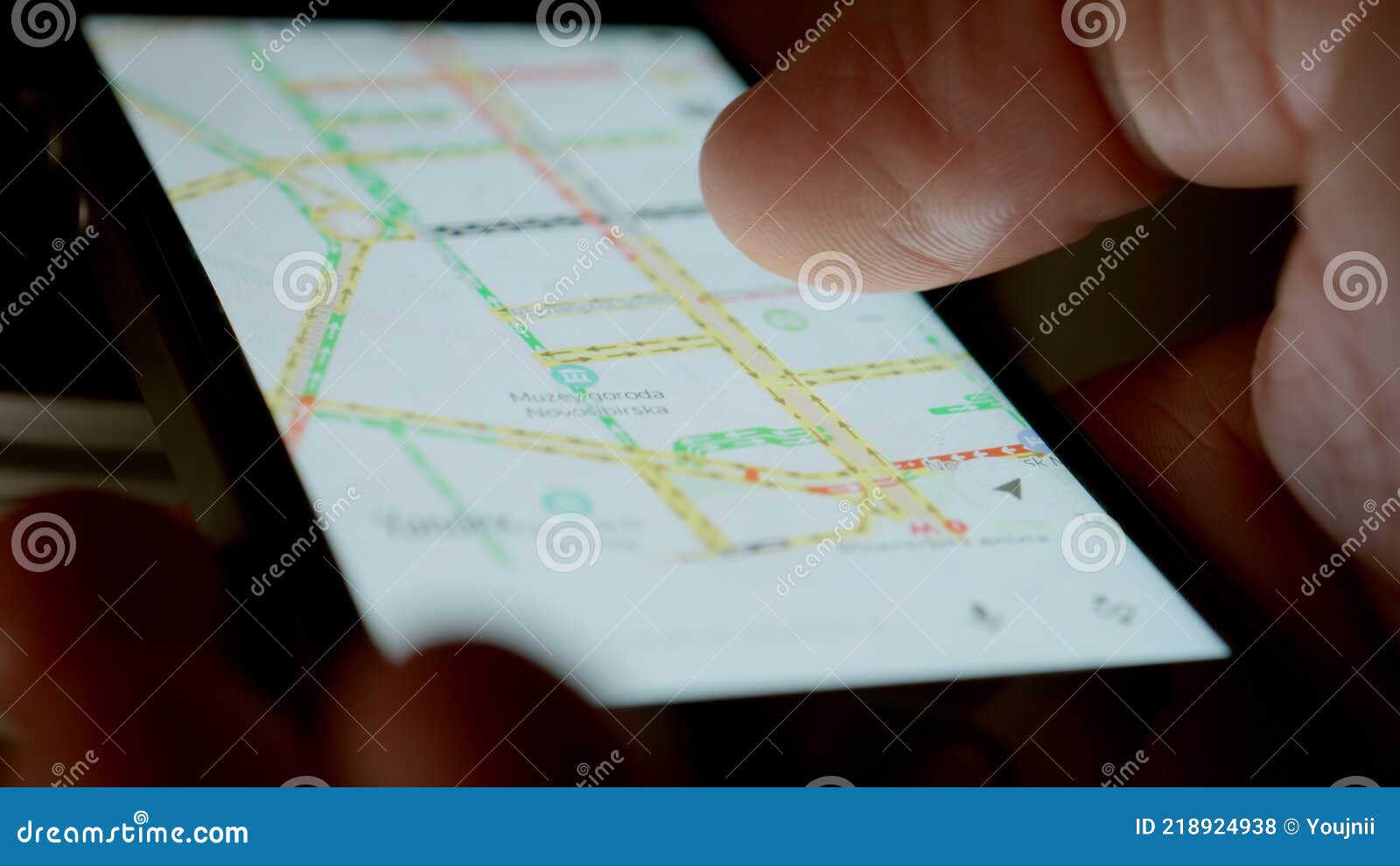 Human Hand Using a Map App To Check the Traffic Jam Editorial Stock ...