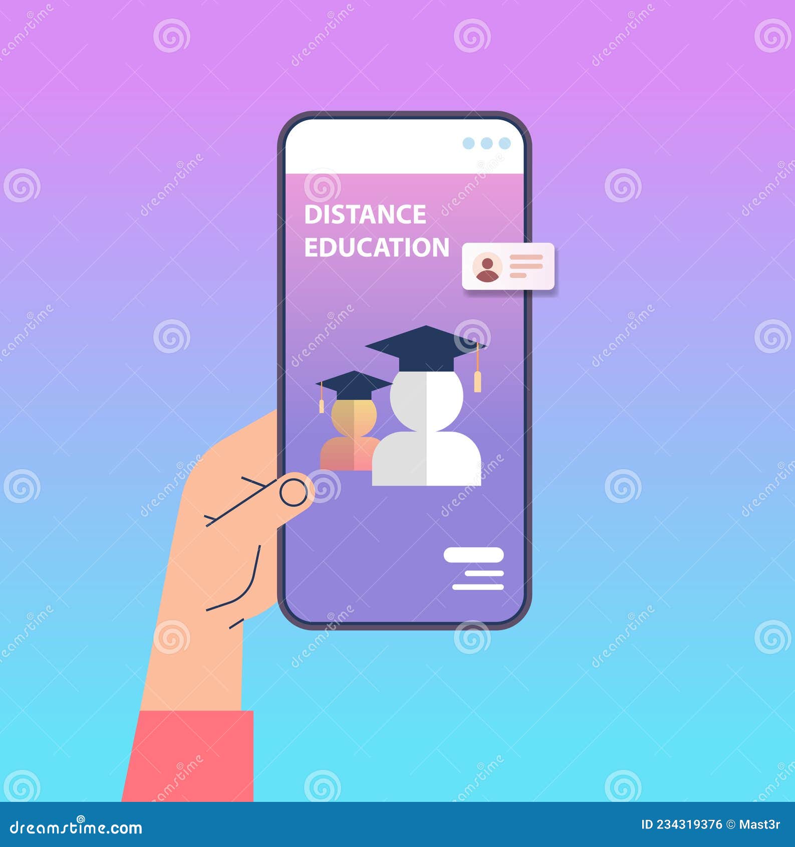 Human Hand Using Mobile Educational App on Smartphone Screen Online ...