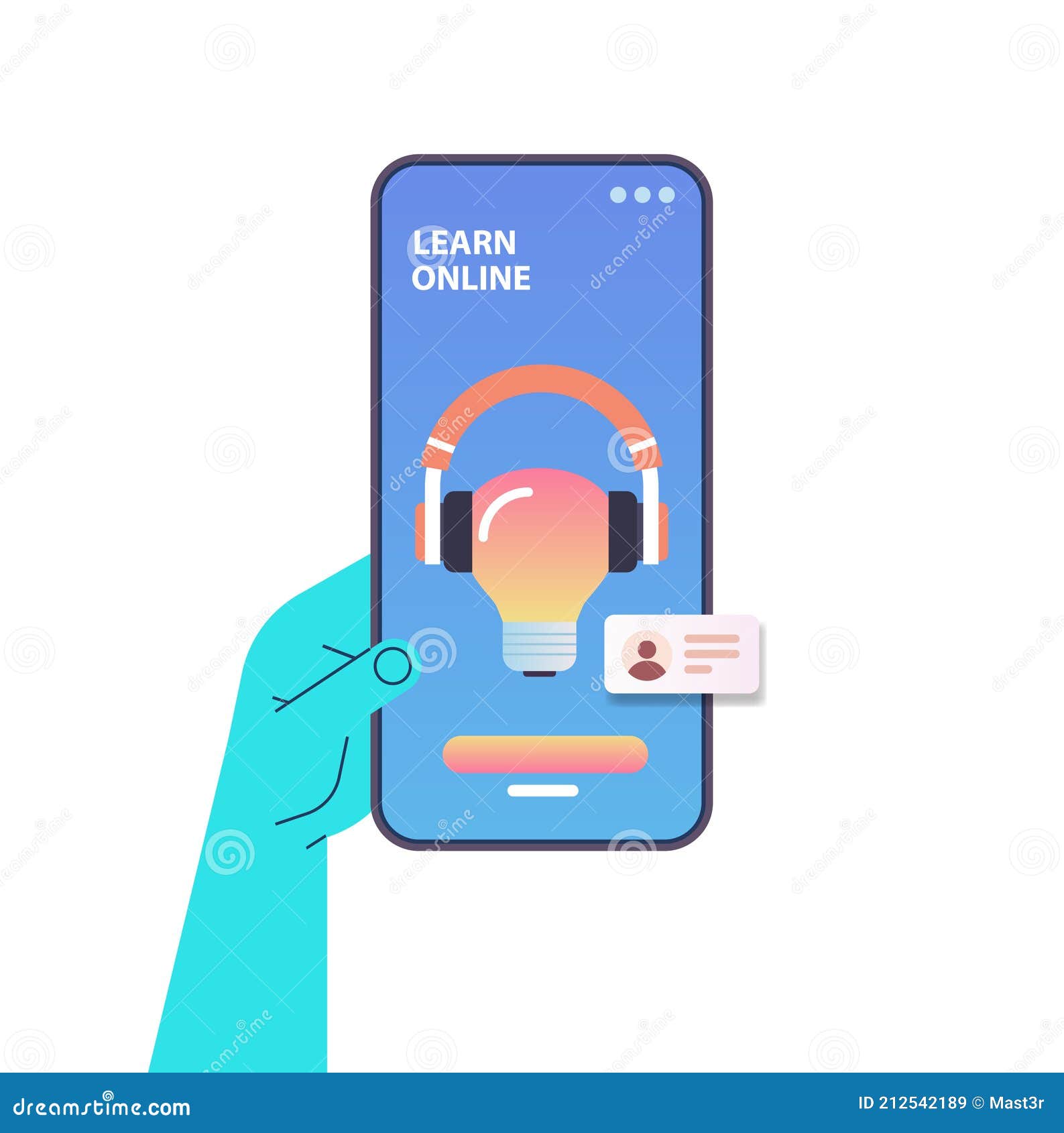 Human Hand Using Mobile Educational App on Smartphone Screen Online ...
