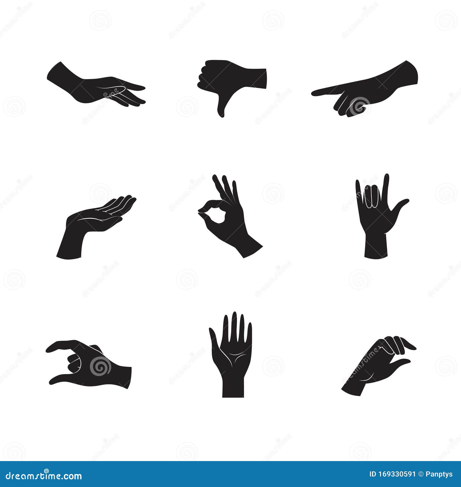Human Hand Vector Icon on White Background. Stock Vector - Illustration ...