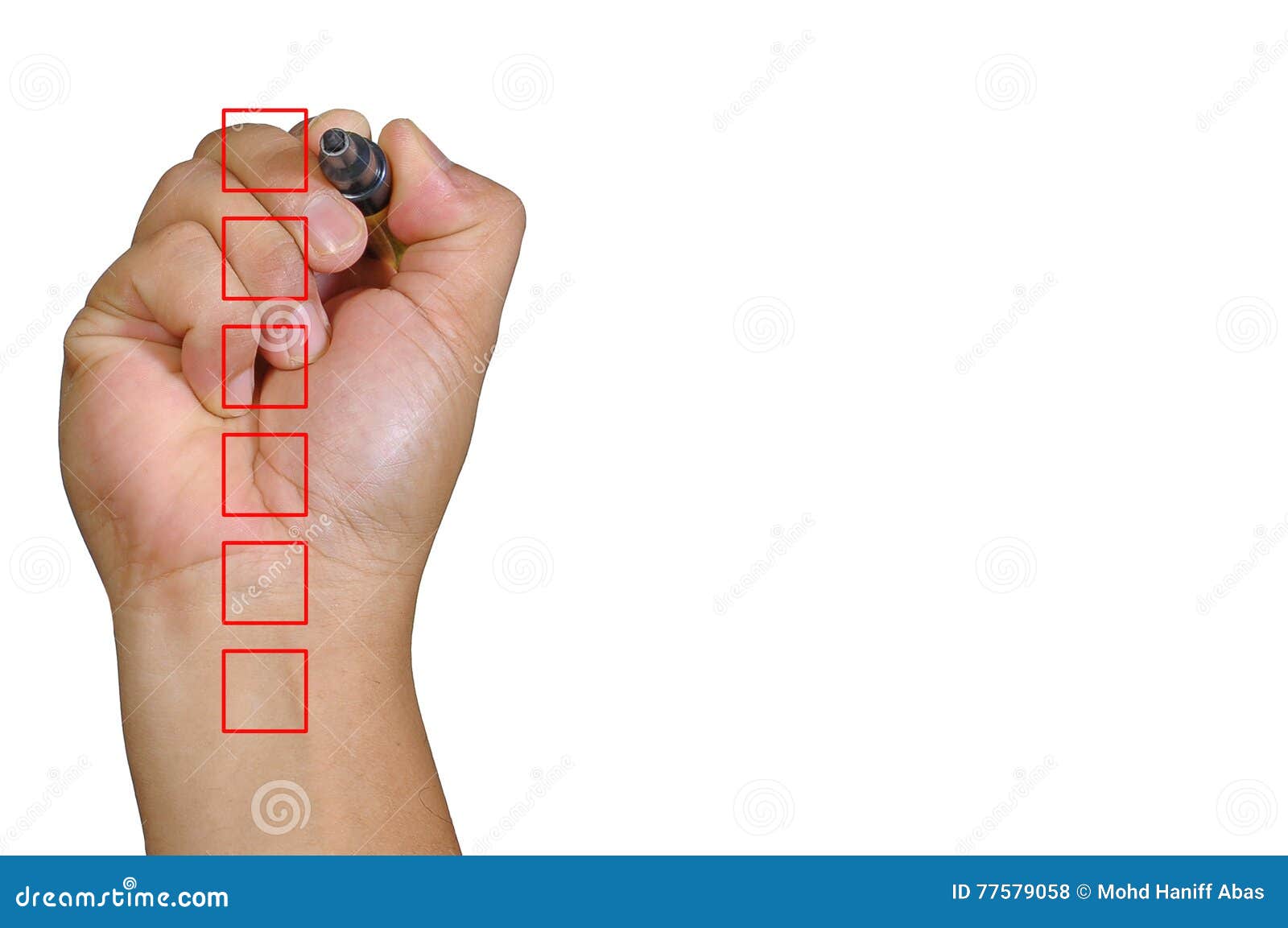 Human Hand Waiting To Check Checklist Boxes and Copy Space Area. Stock ...