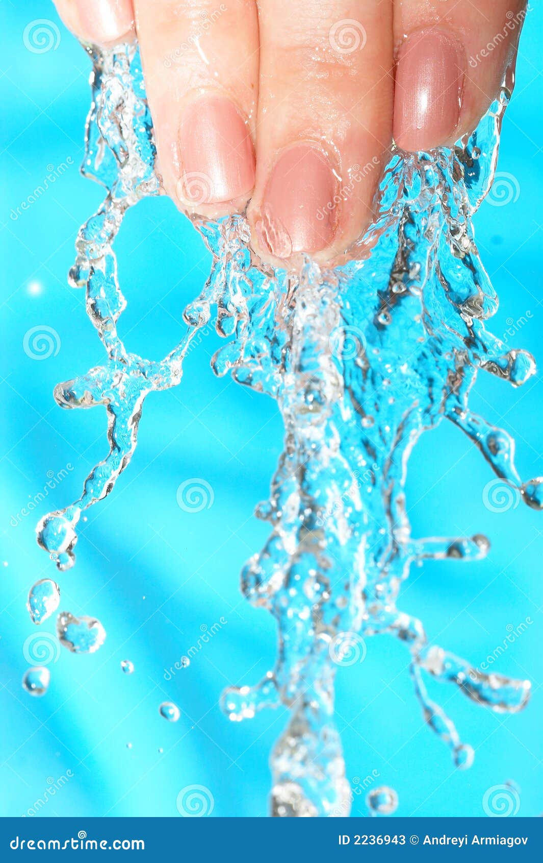 Human hand and water. stock image. Image of blue, male - 2236943