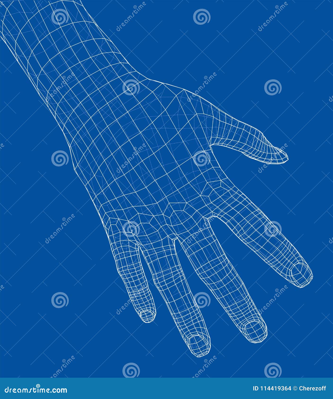 Human Hand Wire-frame. Vector Stock Vector - Illustration of blueprint ...