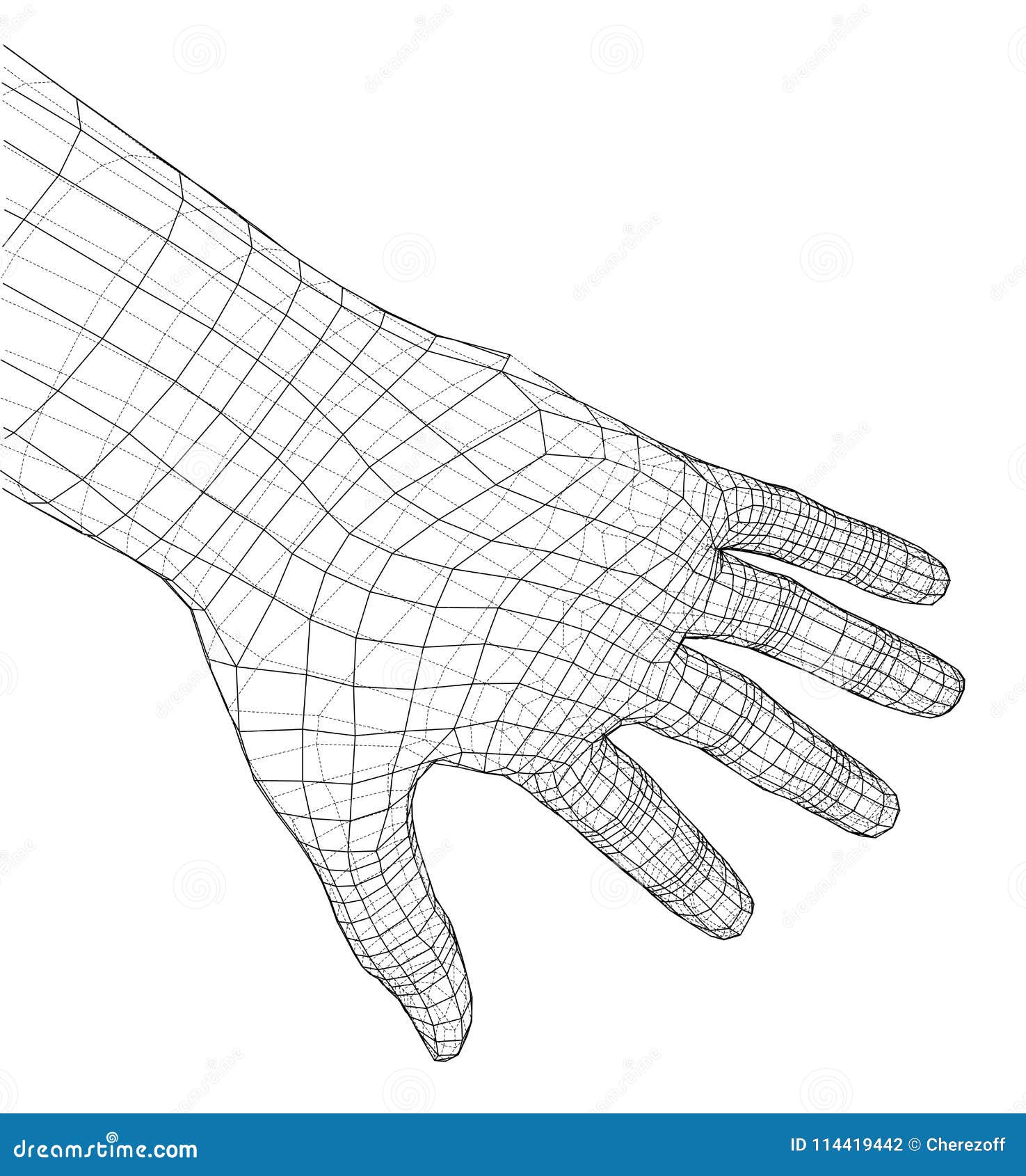 Human Hand Wire-frame. Vector Stock Vector - Illustration of tone ...