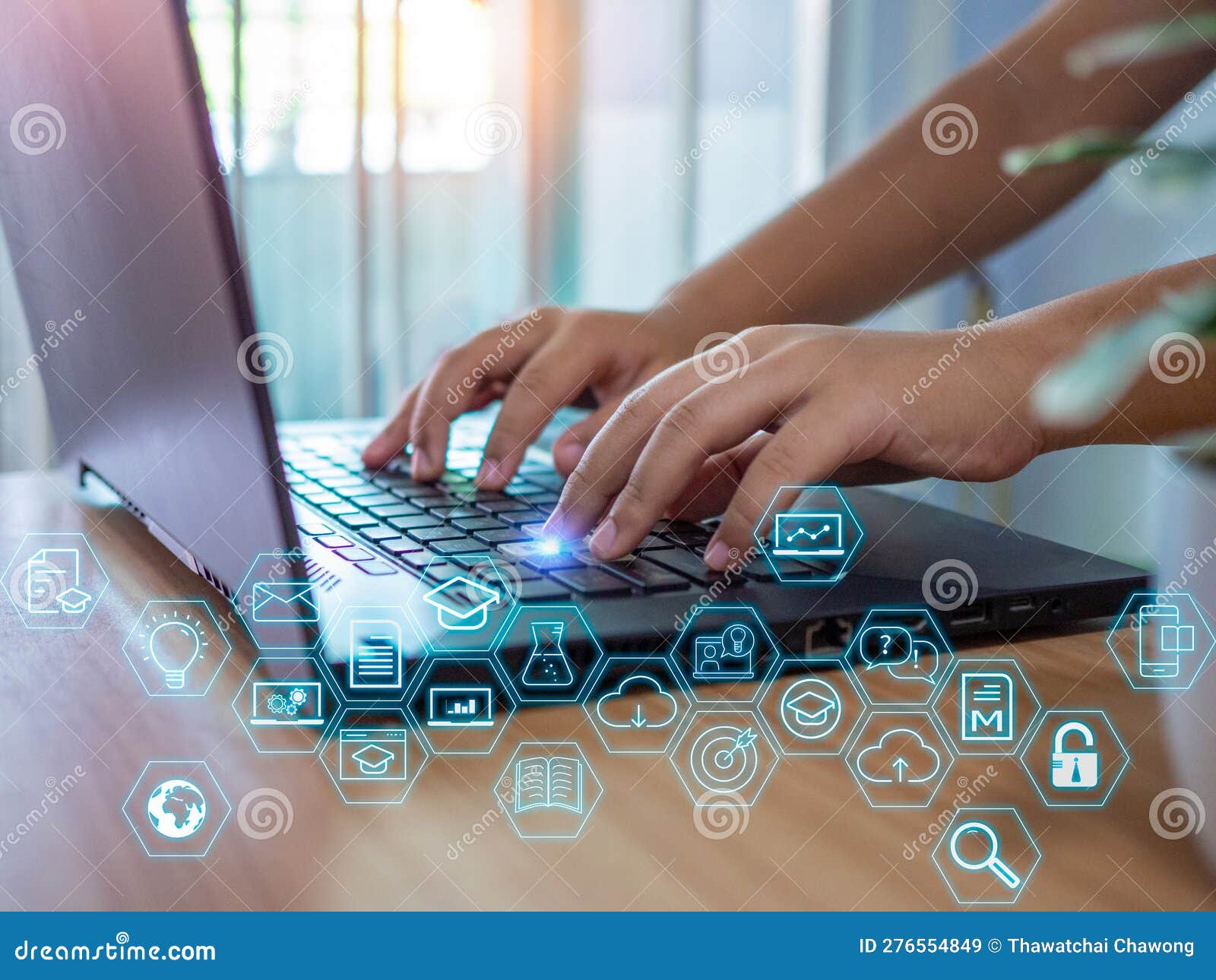 Human Hand Working on Computer. Business Concept and Communication ...