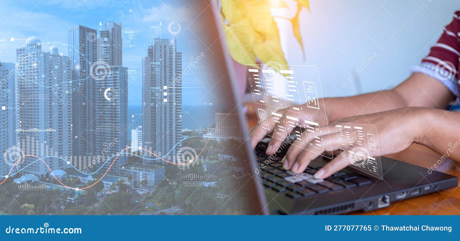 Human Hand Working on Computer. Business, Network, Communication, and ...