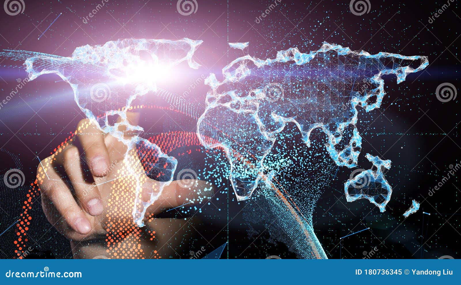 Human Hand and World Map To Control Future Technology and Big Data ...