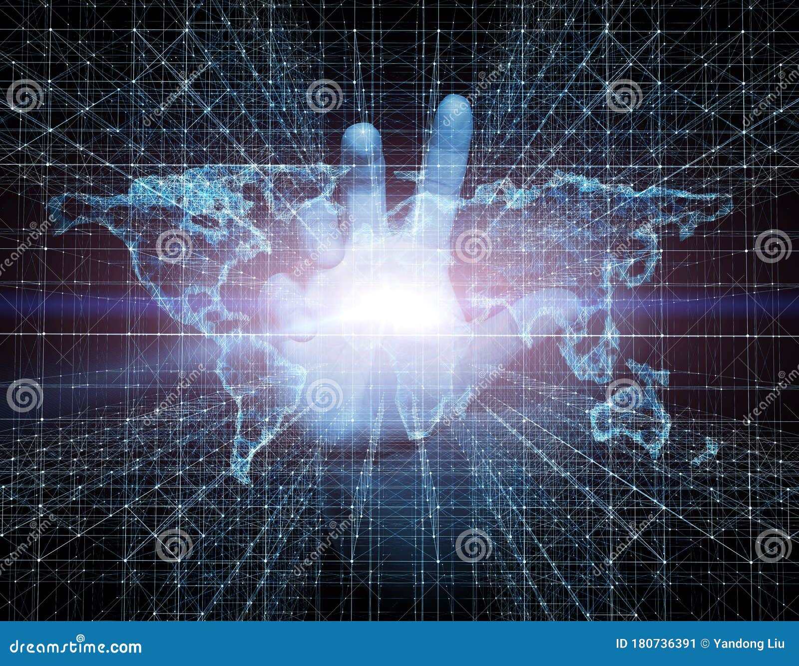 Human Hand and World Map To Control Future Technology and Big Data ...