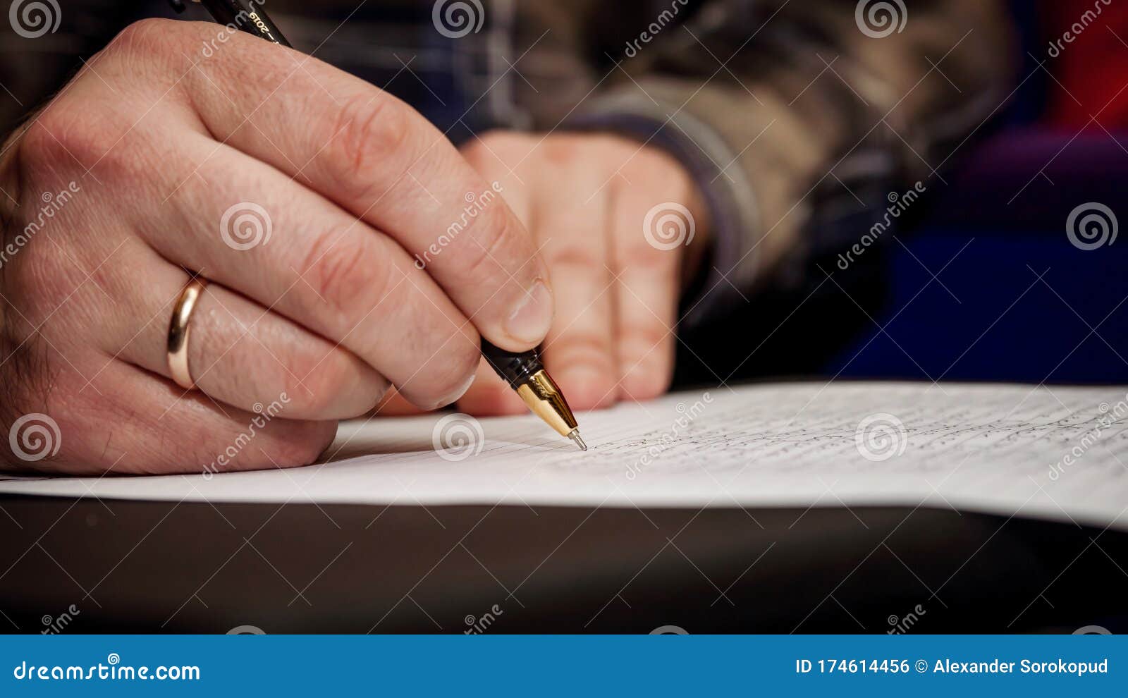 The Human Hand that Writes Text on a Sheet of White Paper Stock Photo ...