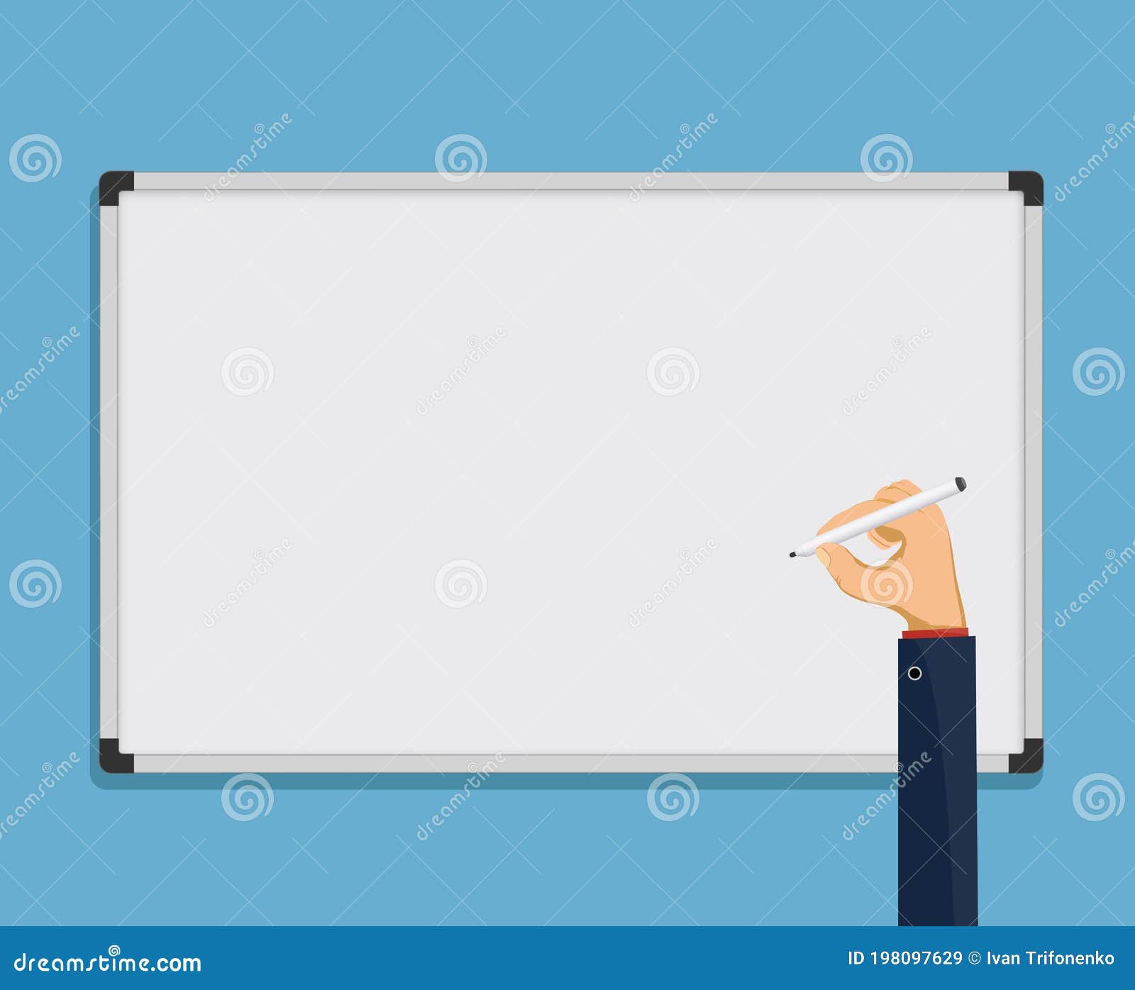 Human Hand Writes on a Whiteboard. Vector Illustration Stock Vector ...