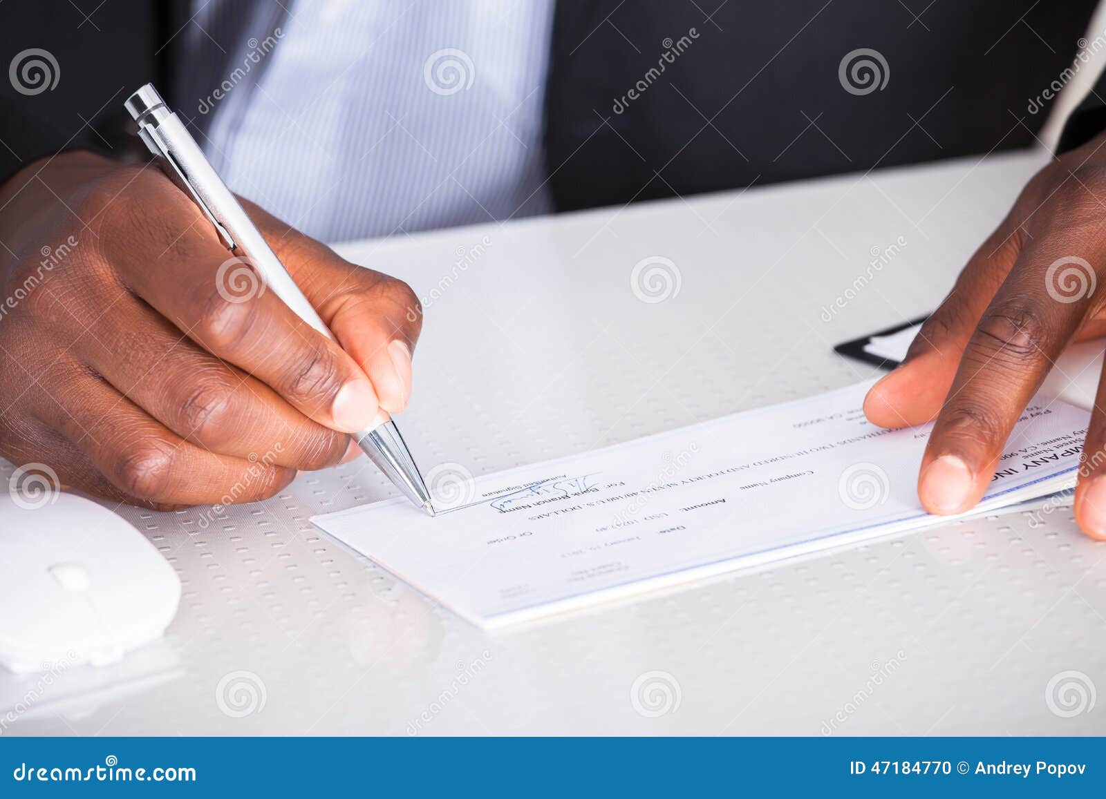 Human Hand Writing on Cheque Stock Photo - Image of cashier, paper ...