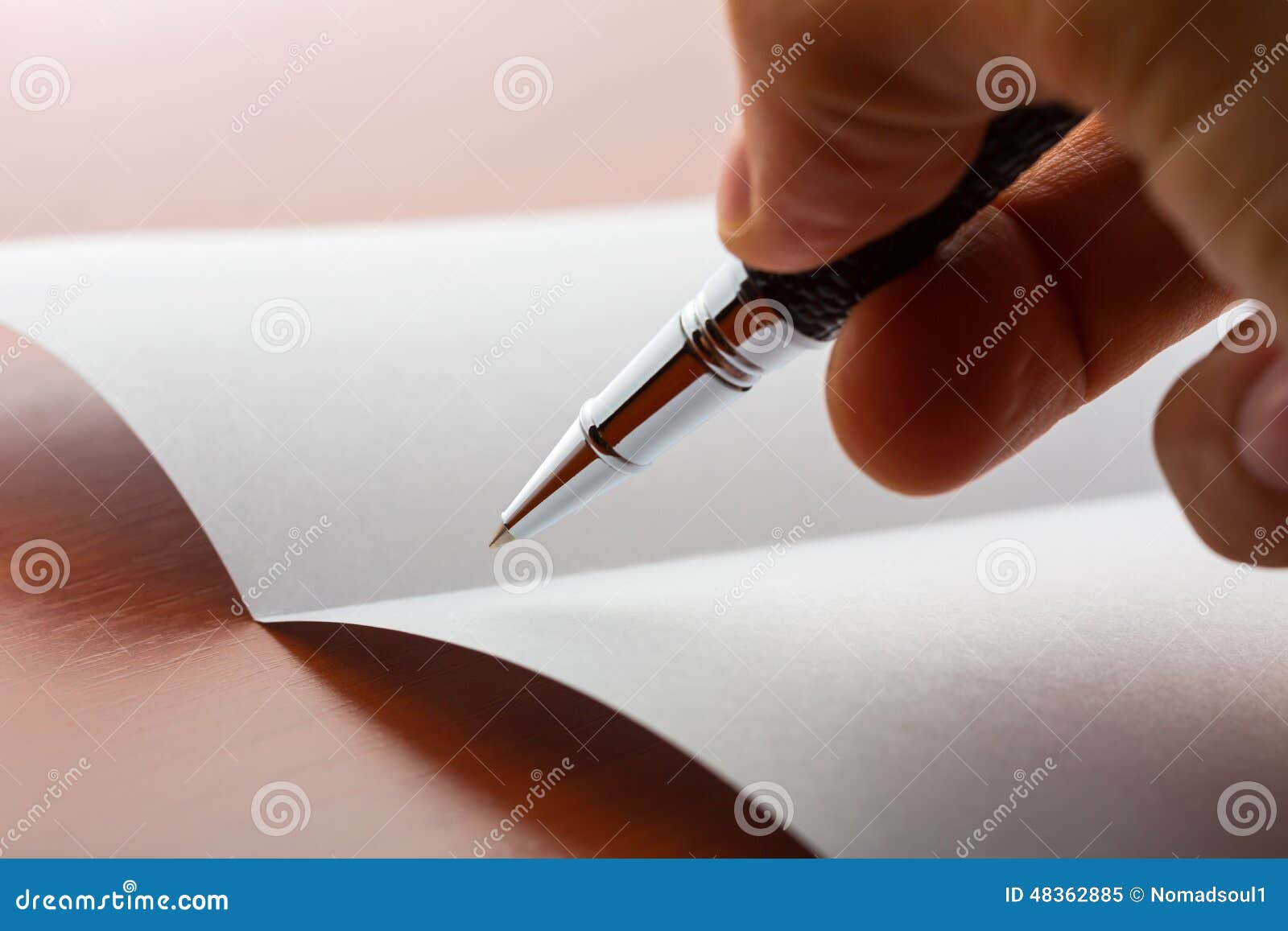 Human Hand Writing on Paper by Ball Pen Stock Image - Image of document ...
