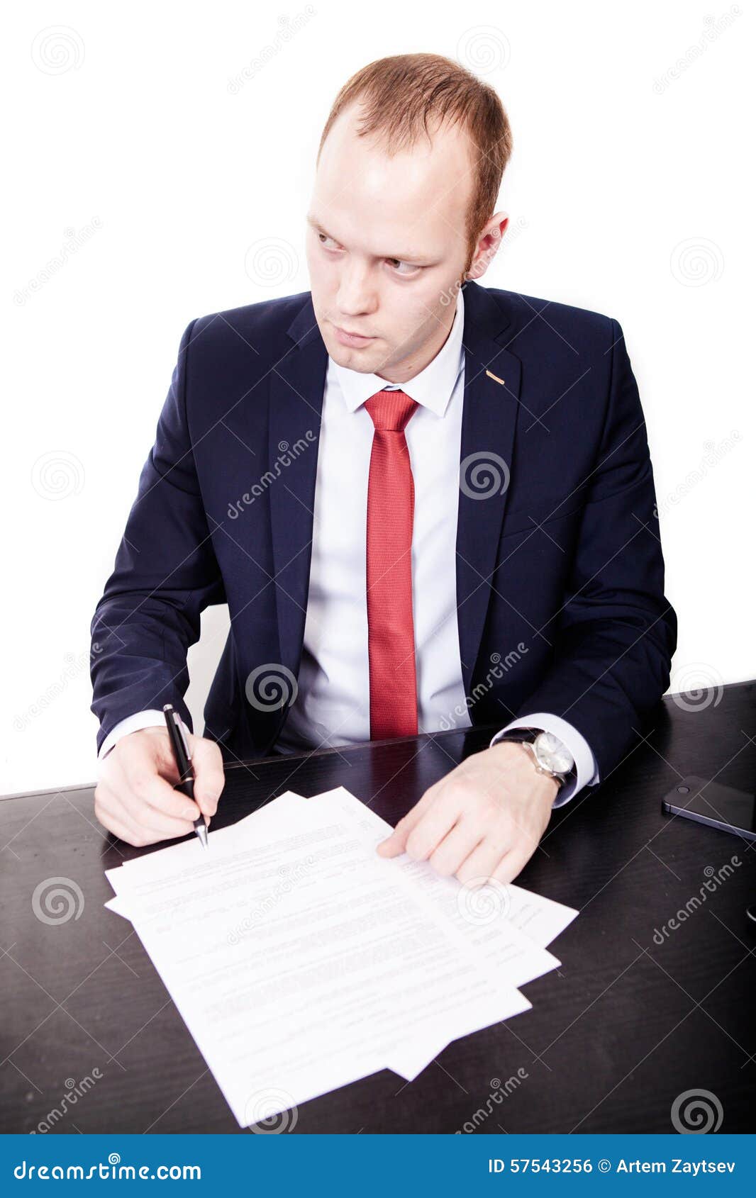 Human Hand Writing on Paper in Working Environment Isolated White ...