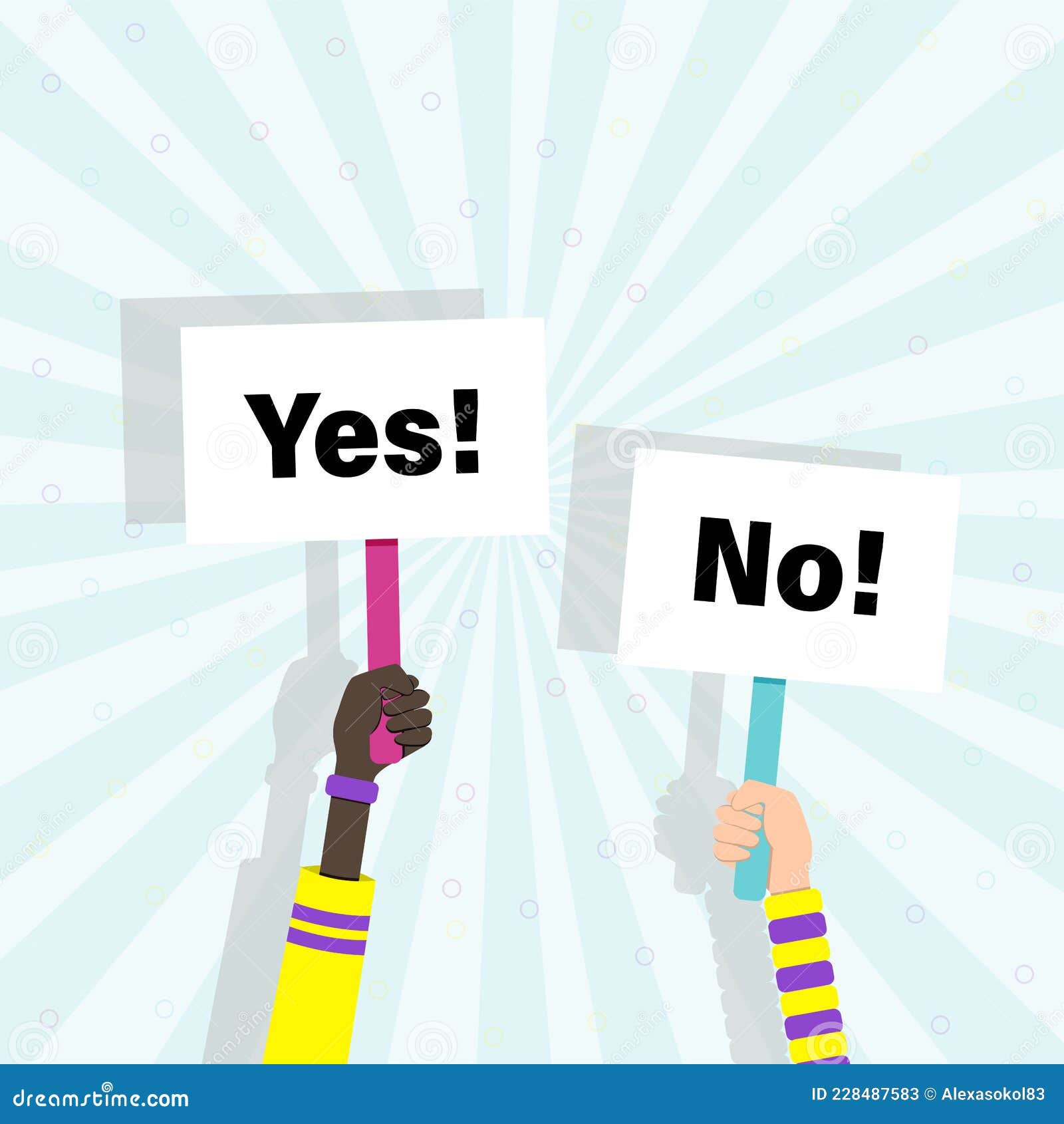 Human Hand with Yes No. Flat Vector Illustration. Flat Vector ...