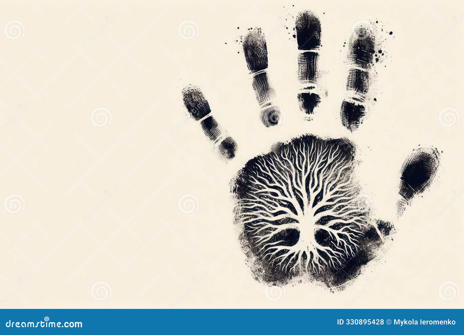 A Human Handprint with the Image of a Tree. Space for Text. Stock Photo ...