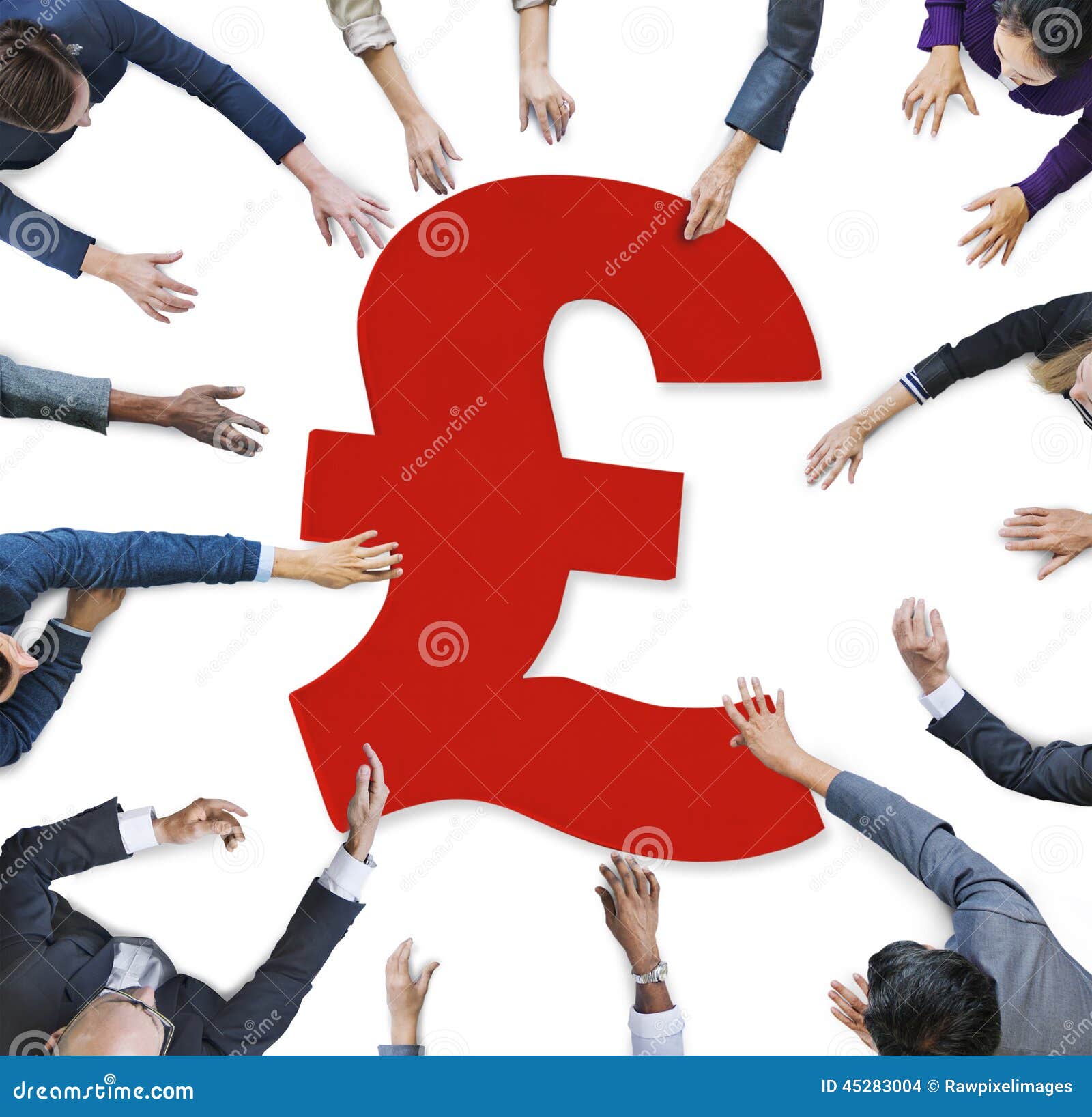 Human Hands Around the Currency Sign Stock Photo - Image of aerial ...