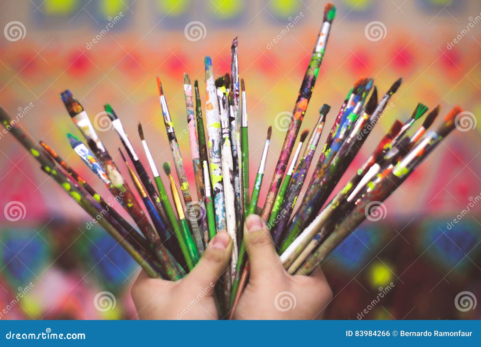 Human Hands with Art Brushes Stock Photo - Image of blurred, human ...
