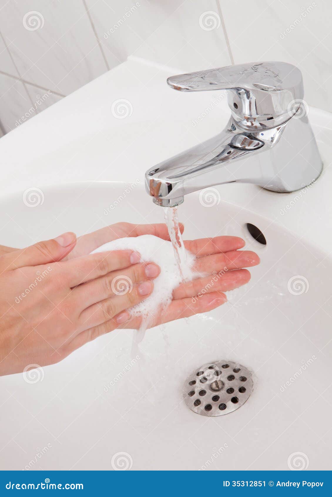 Human Hands Being Washed Under Faucet Stock Image - Image of palm ...