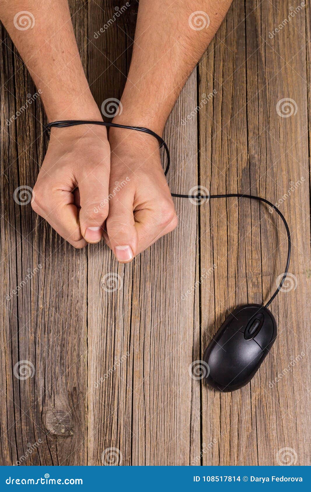 Human Hands Bound by Wire Computer Mouse As a Concept the Dependence of ...