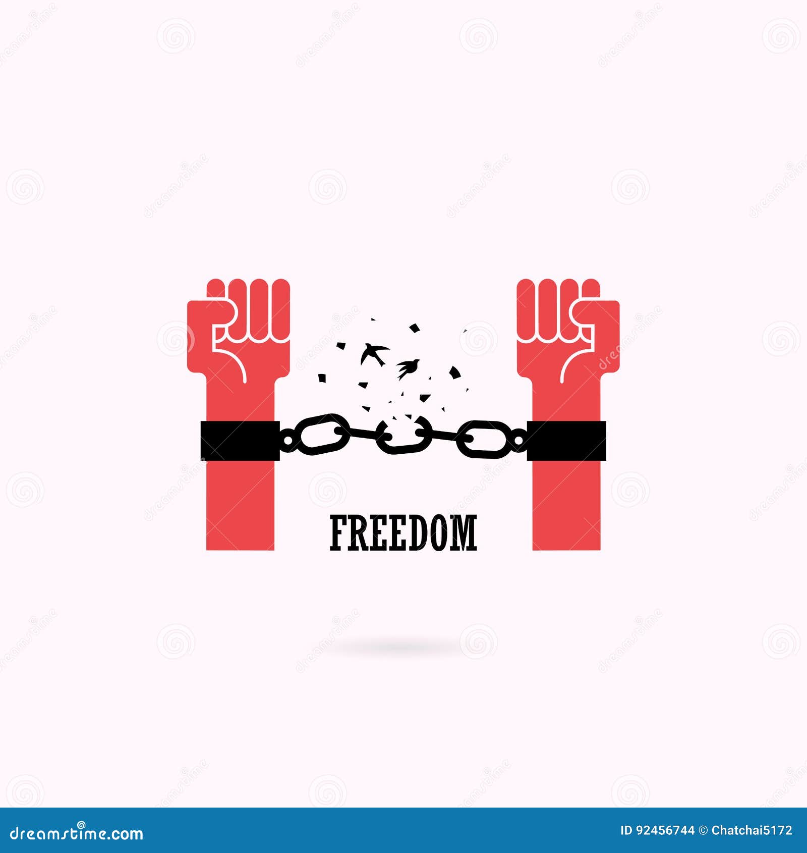 Human Hands and Broken Chain with the Bird Symbols.Freedom Concept ...