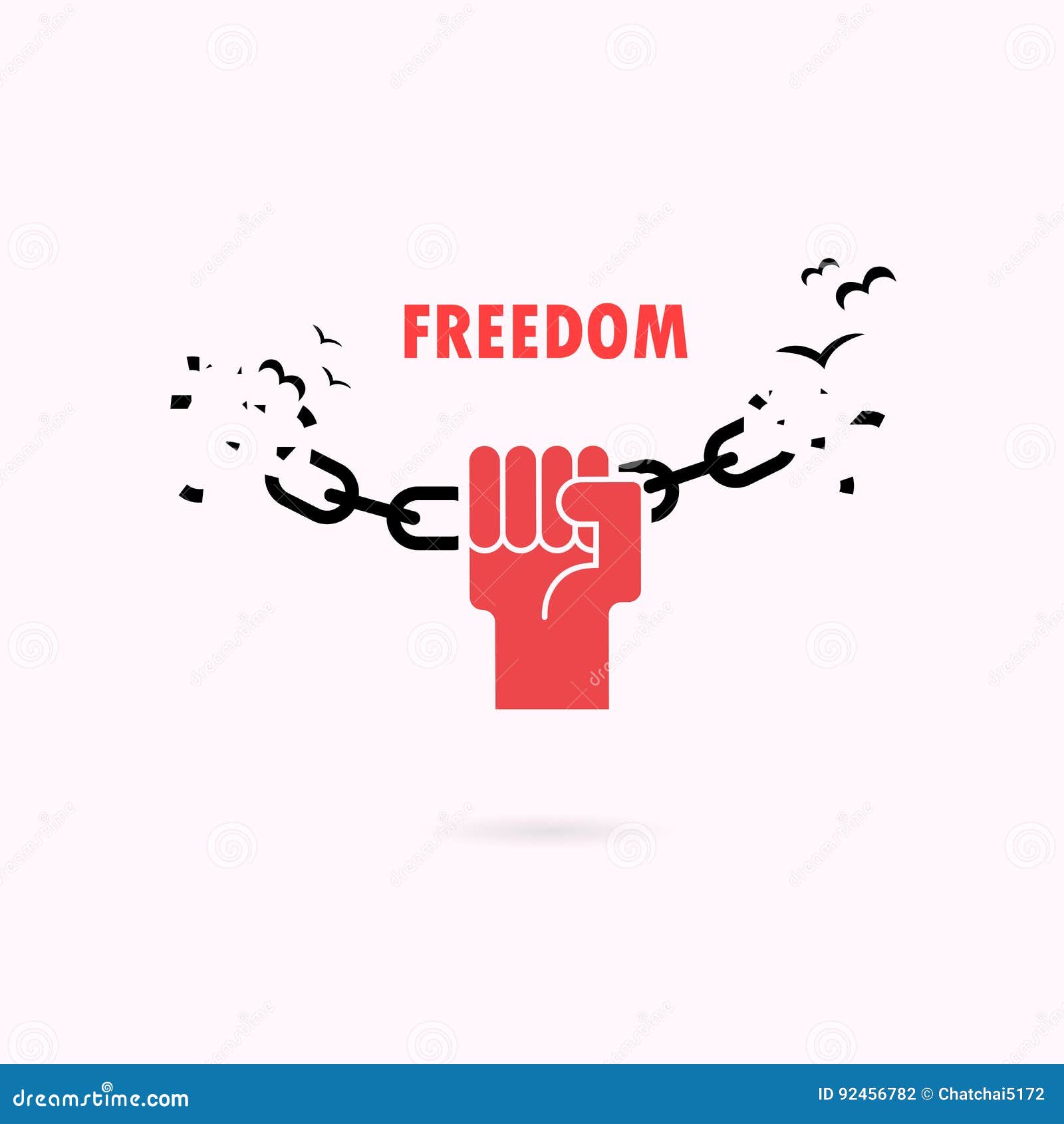 Hands In Fetters With Clenched Fists Break Chain. Symbol Of Liberation ...