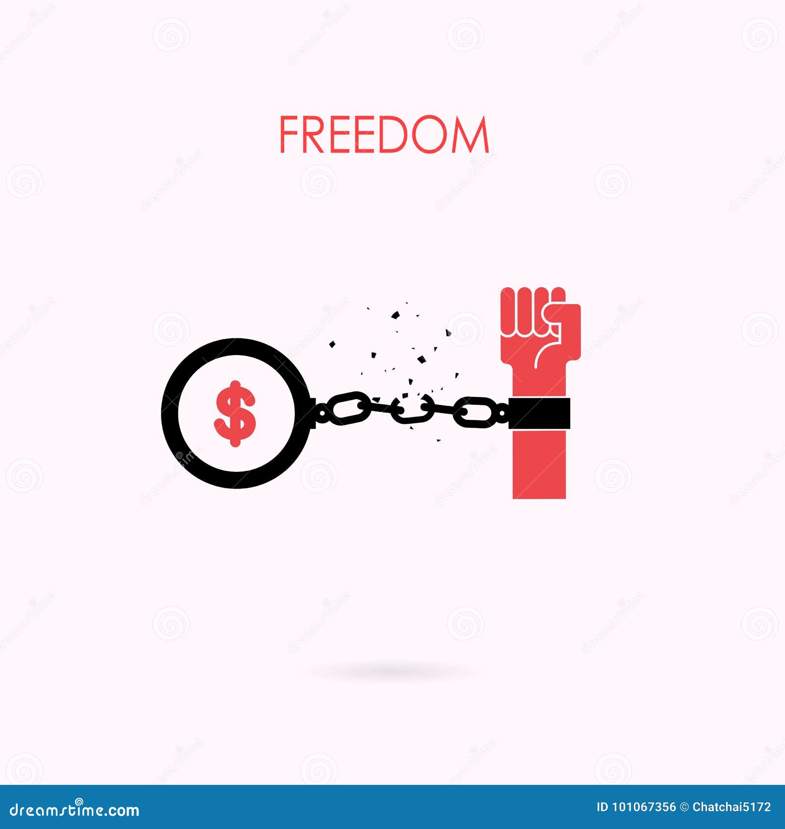 Hands In Fetters With Clenched Fists Break Chain. Symbol Of Liberation ...