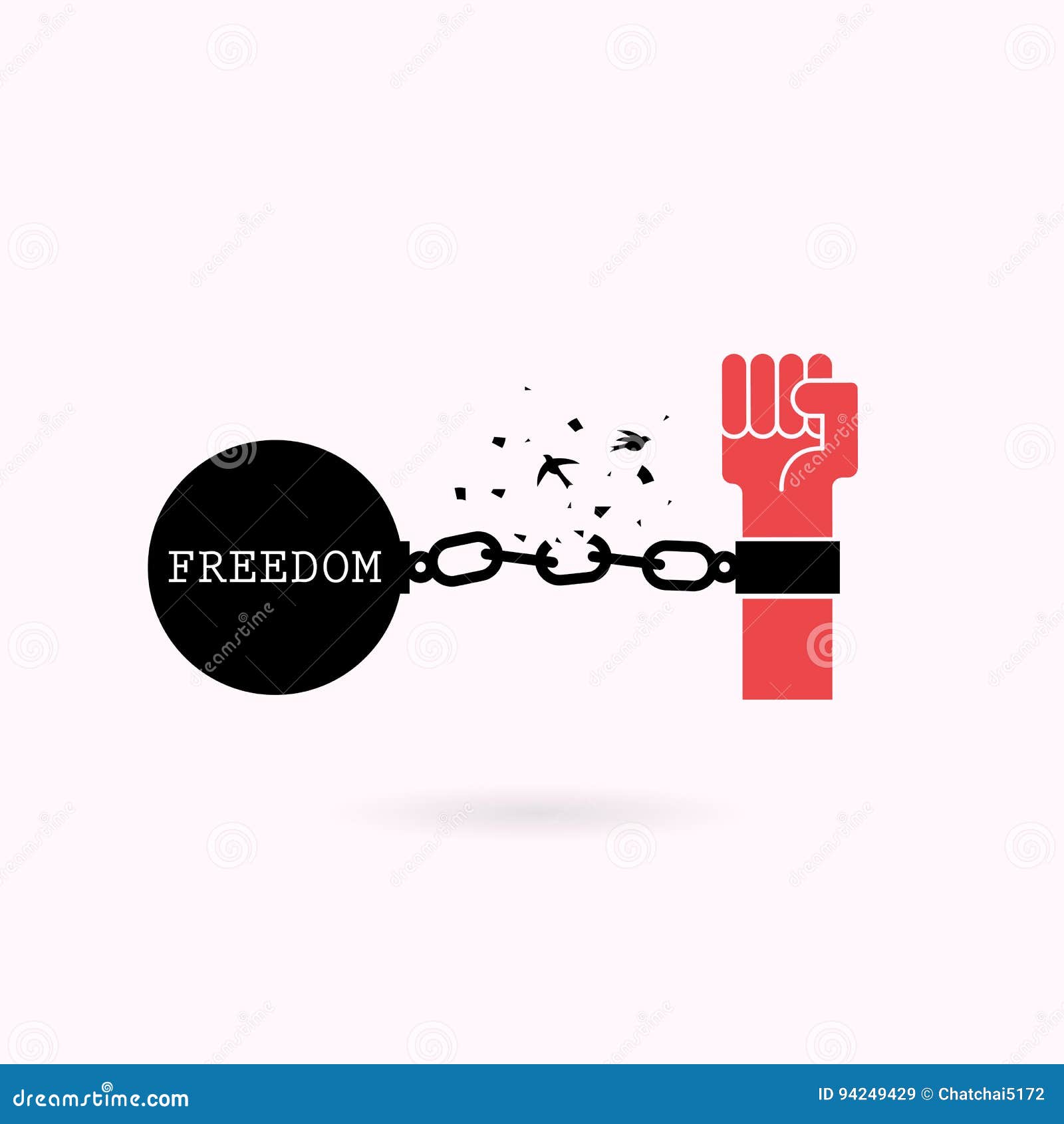 Human Hands and Broken Chain with the Bird Symbols.Freedom or in Stock ...