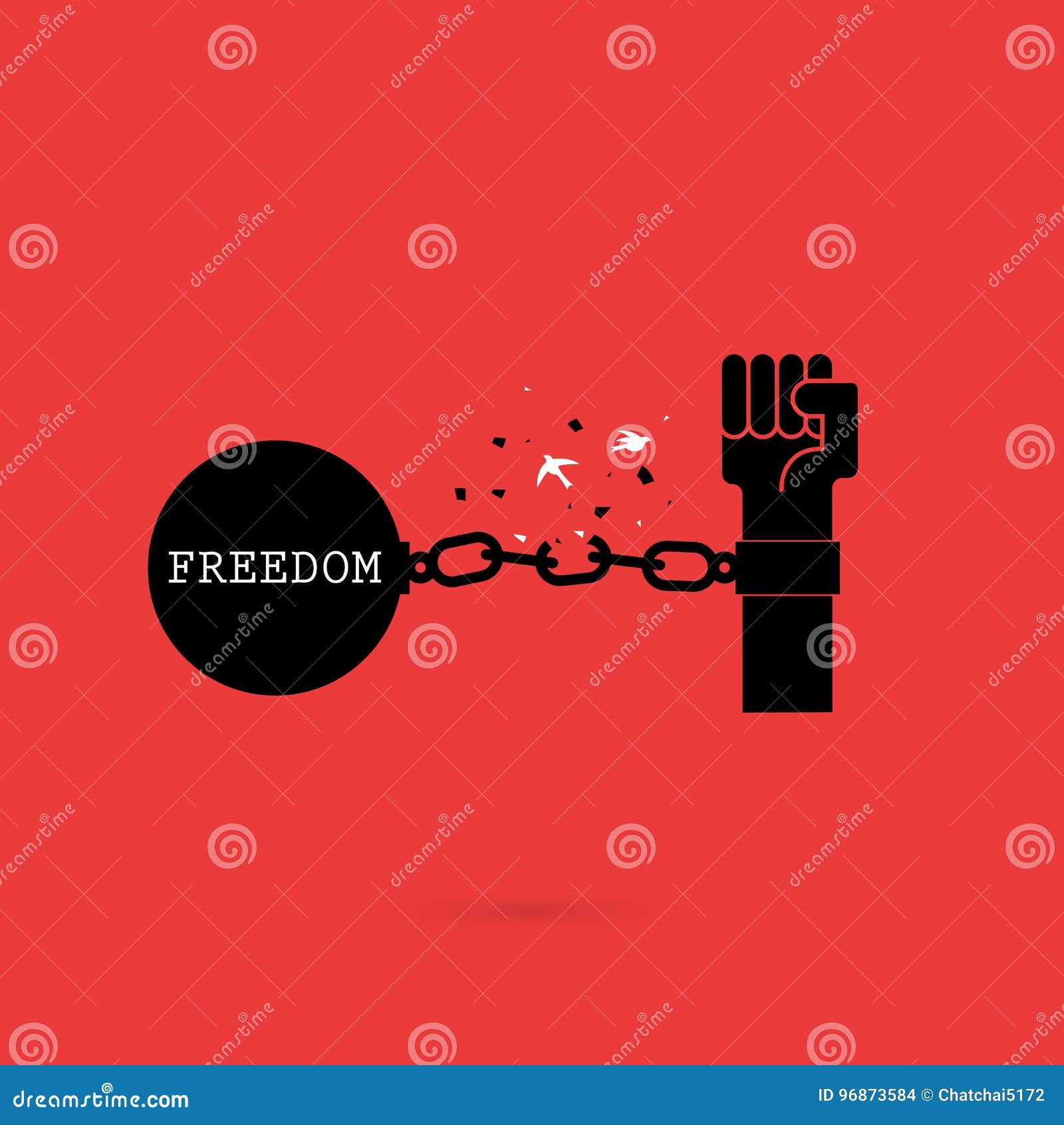 Human Hands and Broken Chain with the Bird Symbols.Freedom or in Stock ...