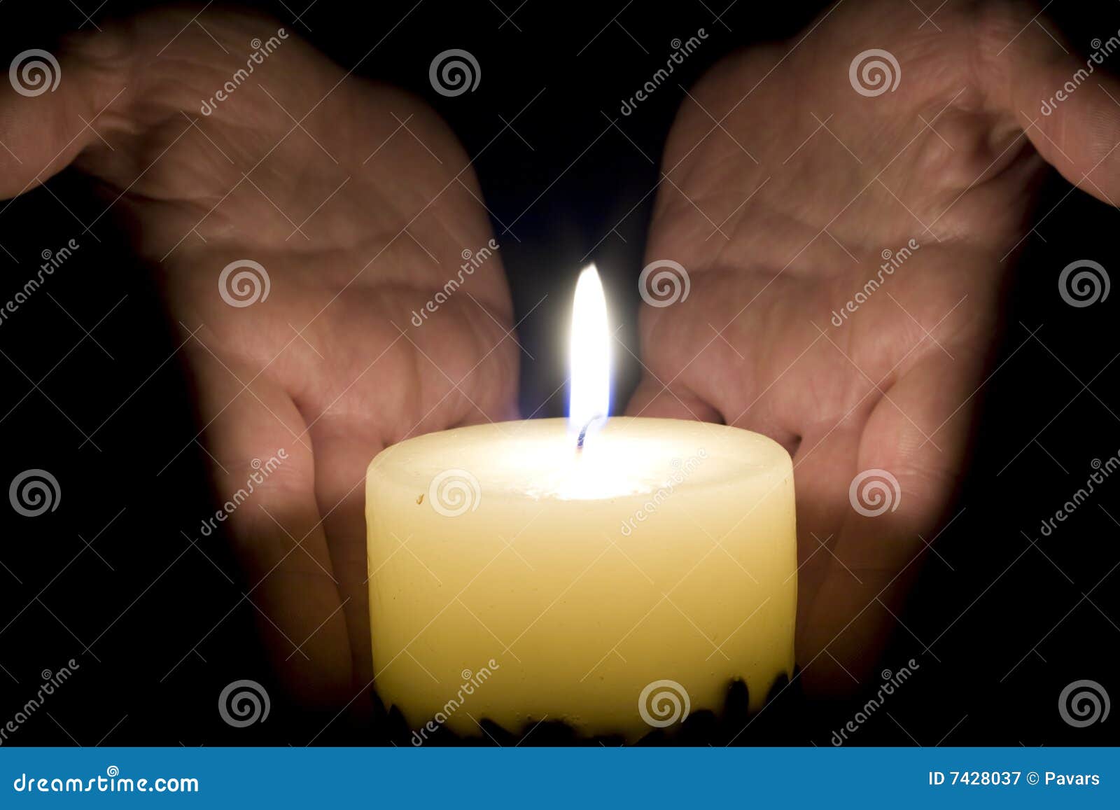 Human Hands and Candle Light Stock Image - Image of cupped, hope: 7428037