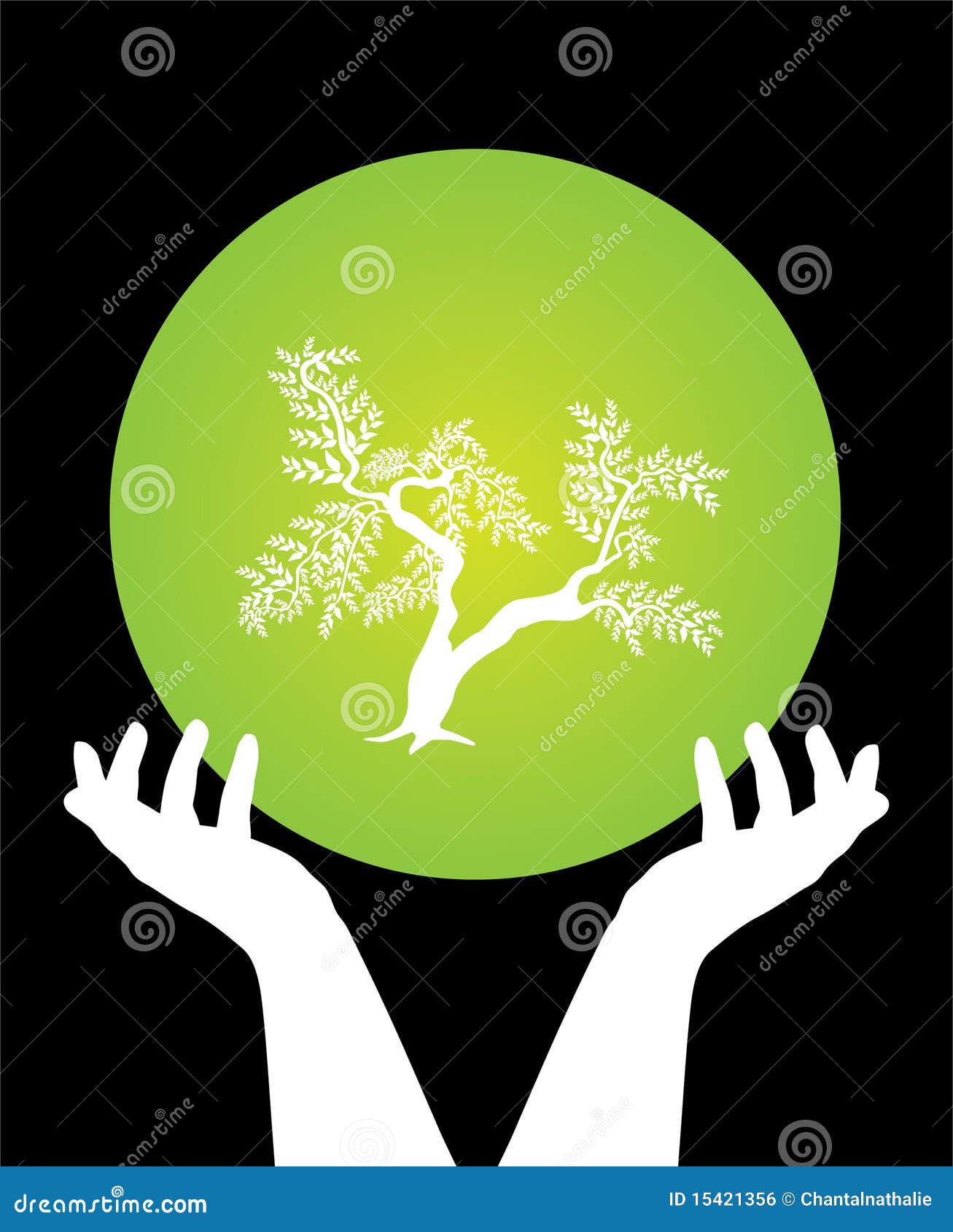 Human hands caring tree stock vector. Illustration of care - 15421356