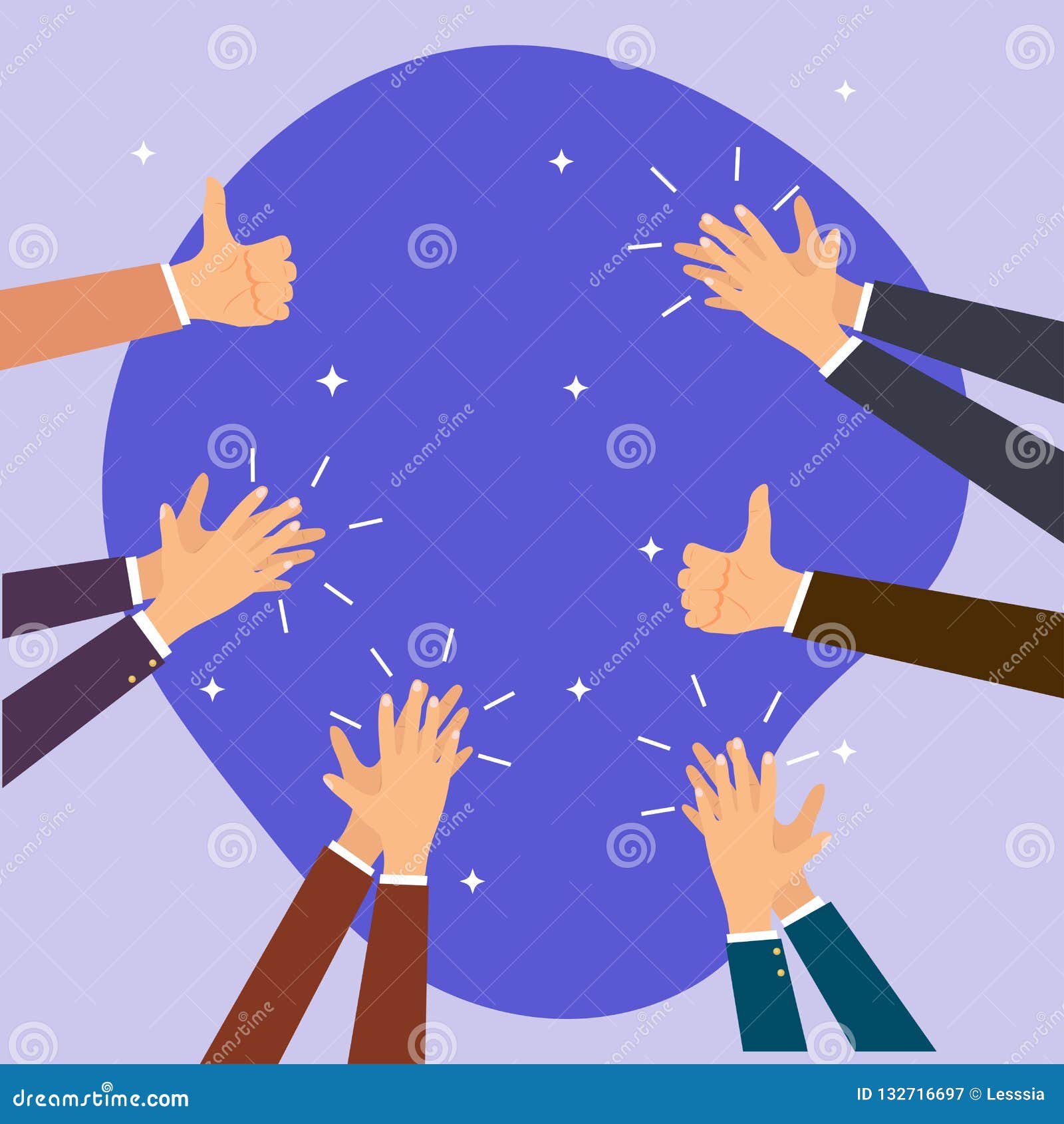 Human Hands Clapping and Thumbs Up. Flat Design Modern Vector Il Stock ...