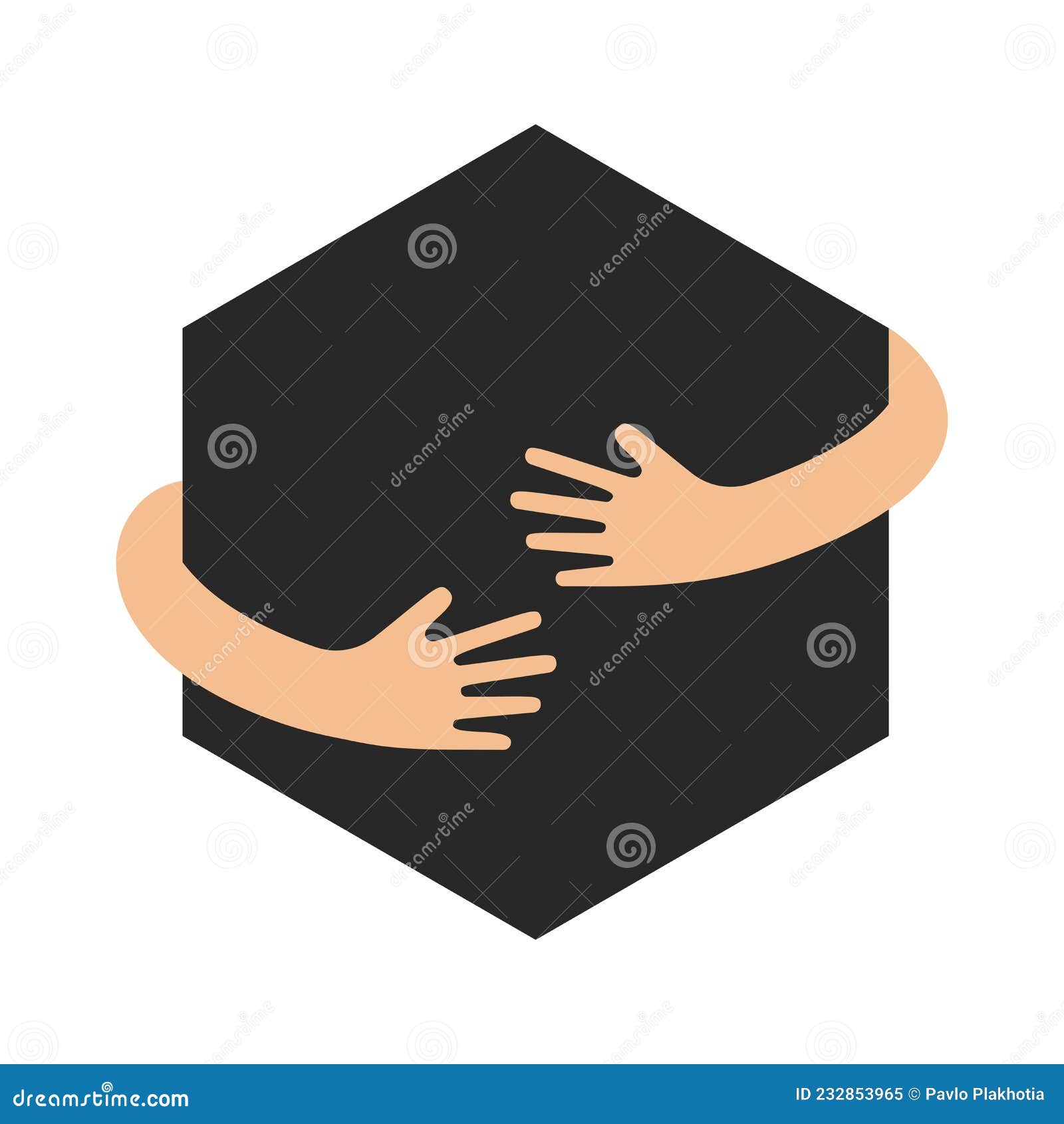 Human Hands Embracing or Holding Regular Hexagon Vector Flat ...