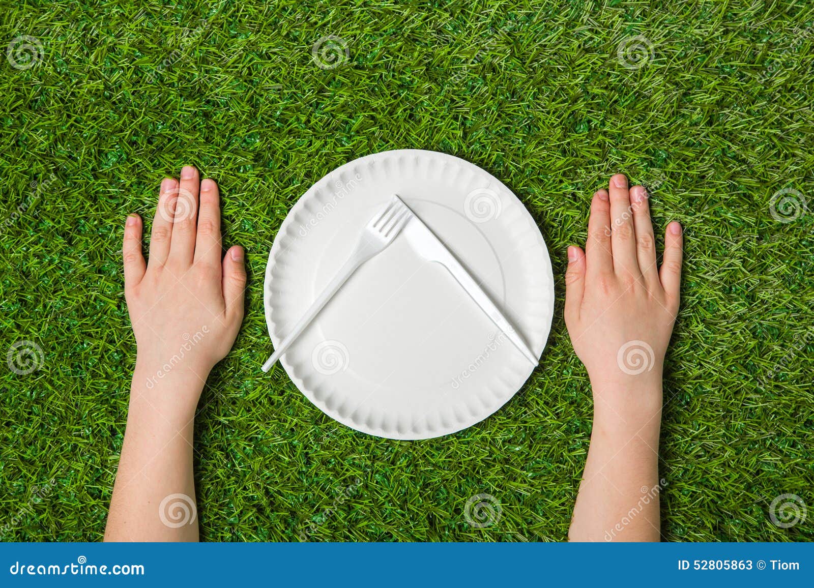 Human Hands Empty Paper Plate with Fork and Knife Stock Image - Image ...