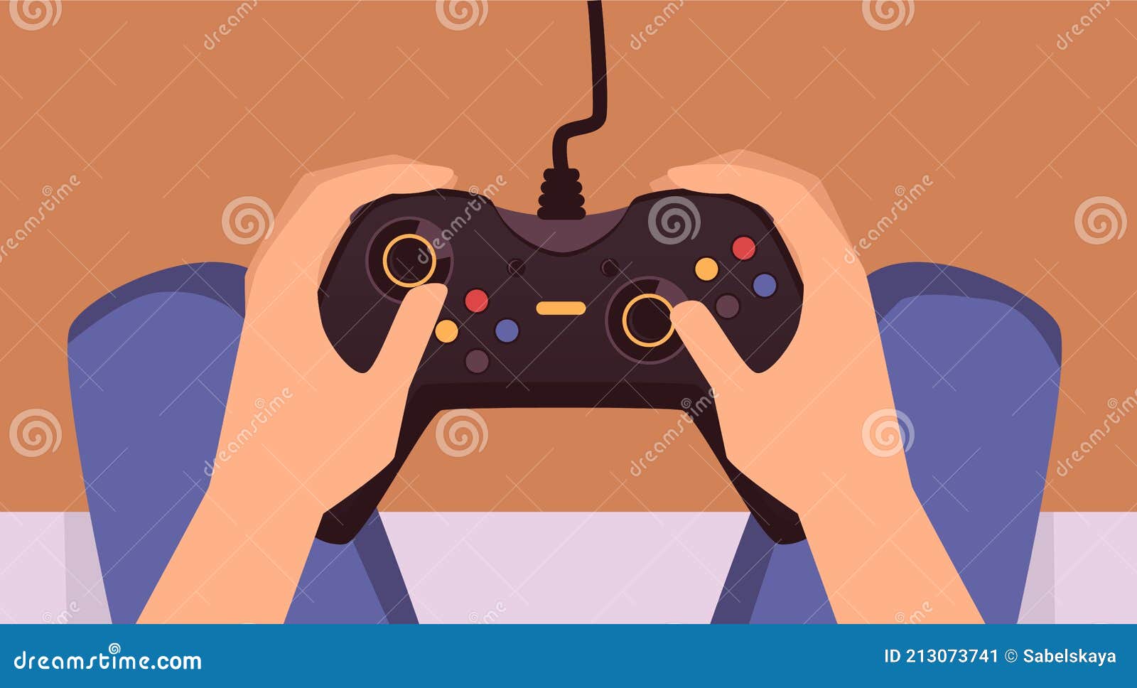 Human Hands with Game Controller, Joystick, Console Device a Vector ...