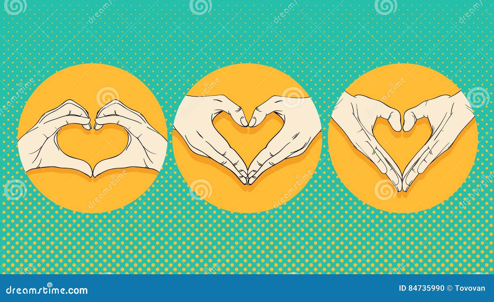 Human Hands with Heart Sign Set Stock Vector - Illustration of finger ...