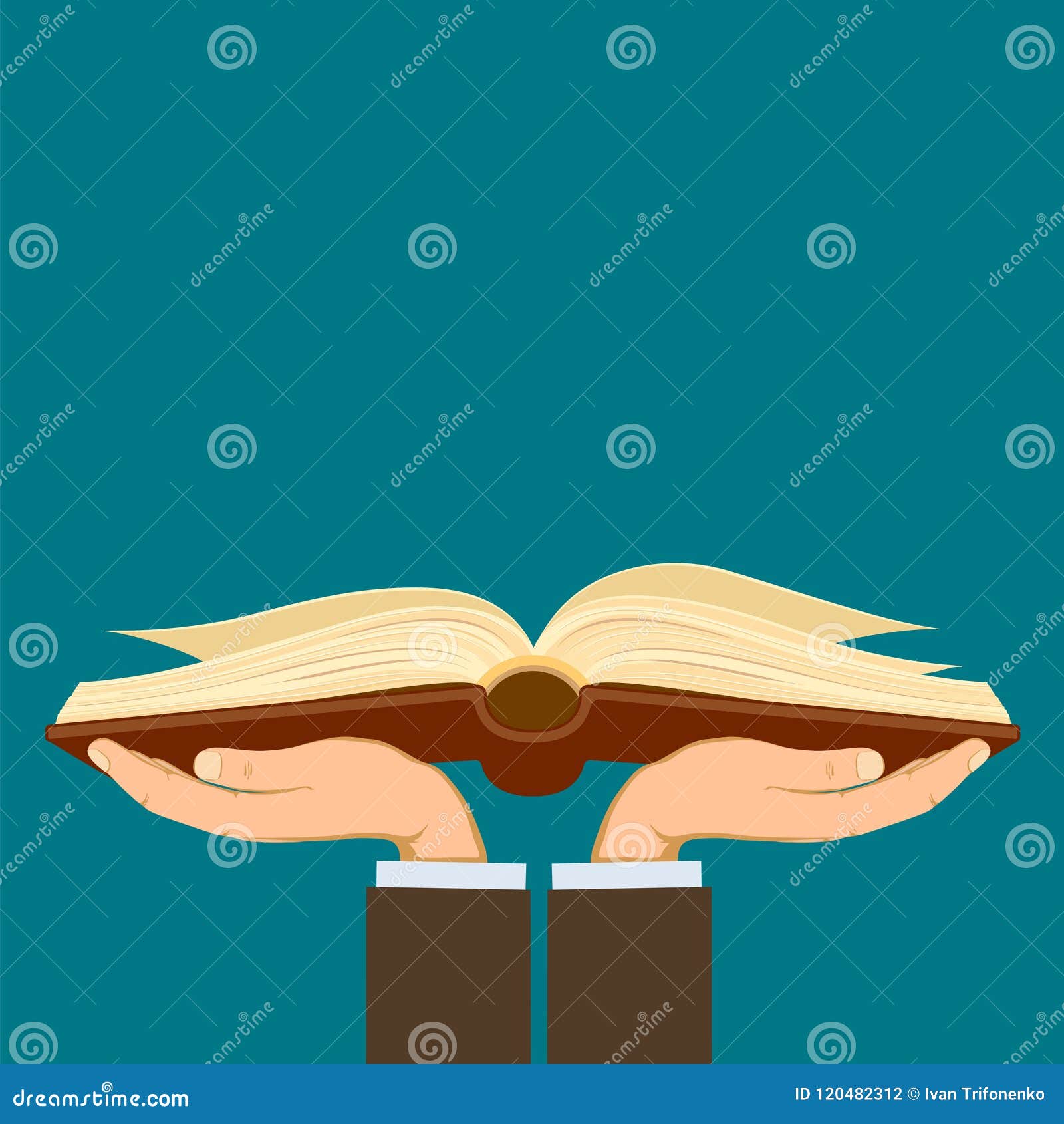 Human Hands Hold an Open Book. Stock Vector - Illustration of bookstore ...