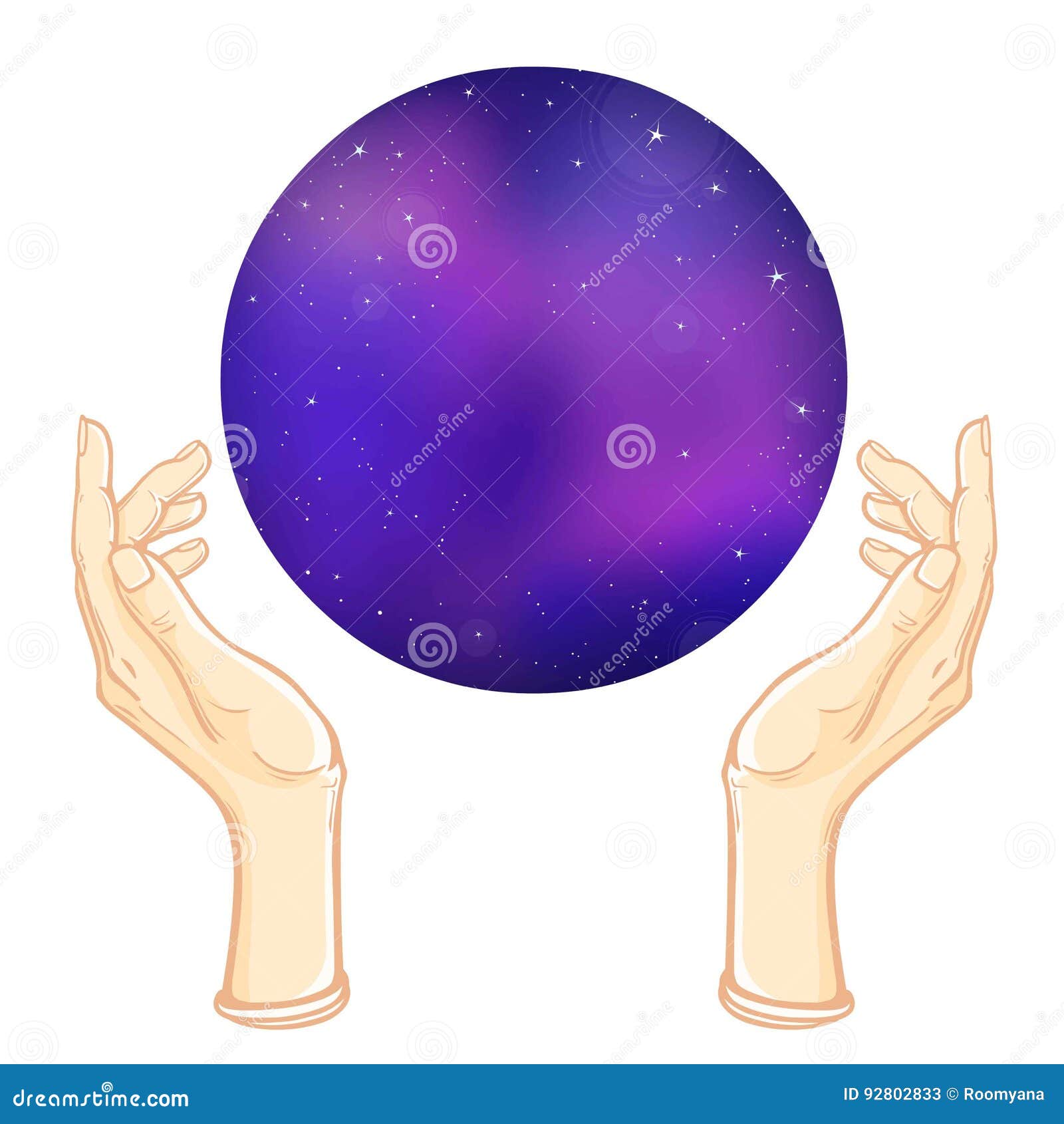 Human Hands Hold the Sphere Symbolizing the Space. Stock Vector ...